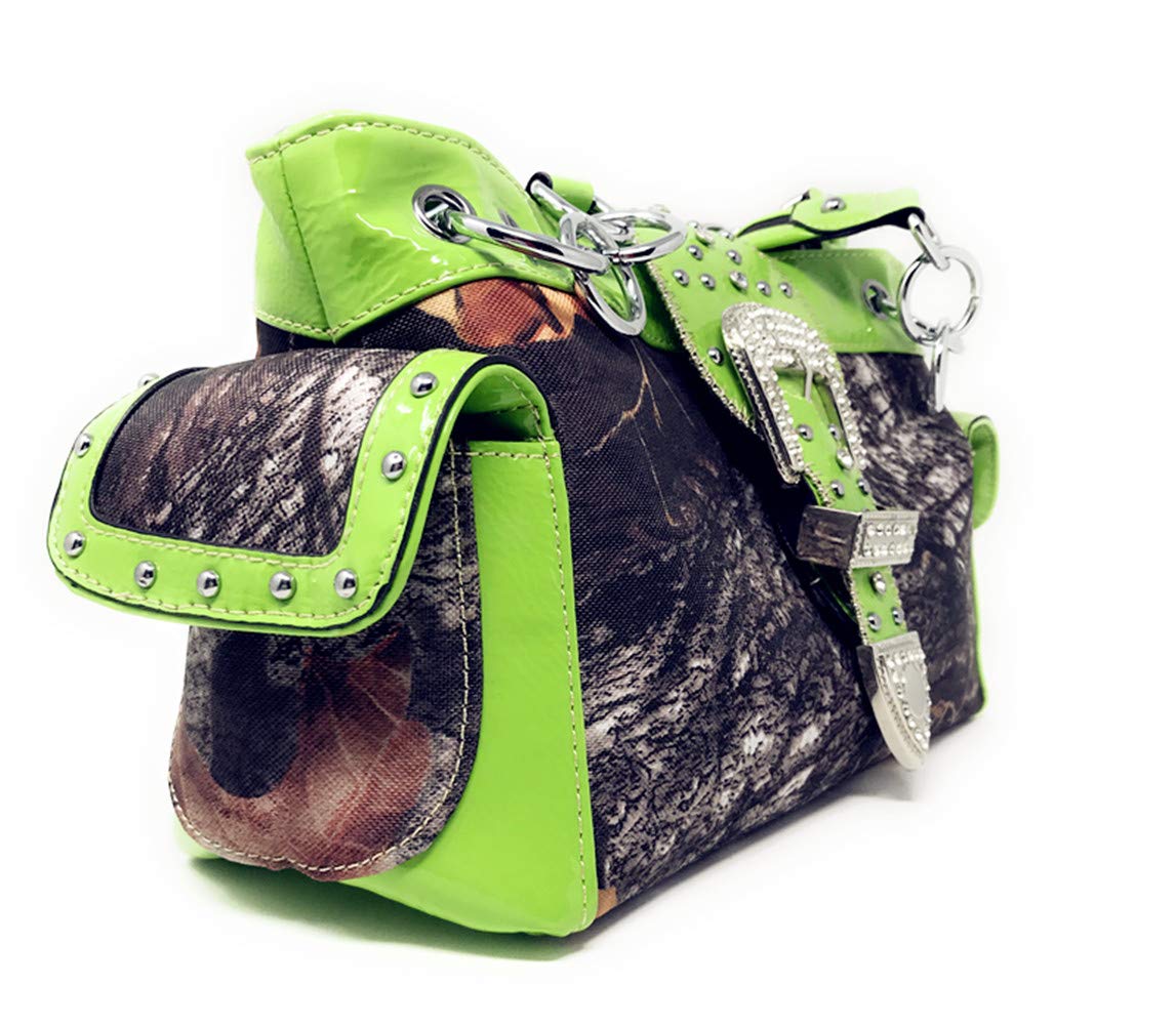 GoCowgirl Western Concealed Carry Gun Belt Buckle Purse Camouflage Handbag Camo W Matching Wallet (Black)