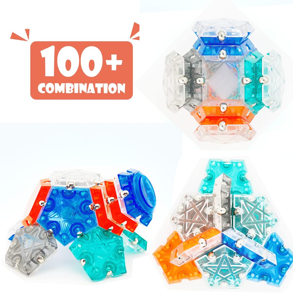 AOOMO Magnetic Fidget Spinner Toys 14-Piece Set,Puzzle Balls Building Blocks,Stress Reduction and Anxiety Relief Hand Spinner for Adults Kids…