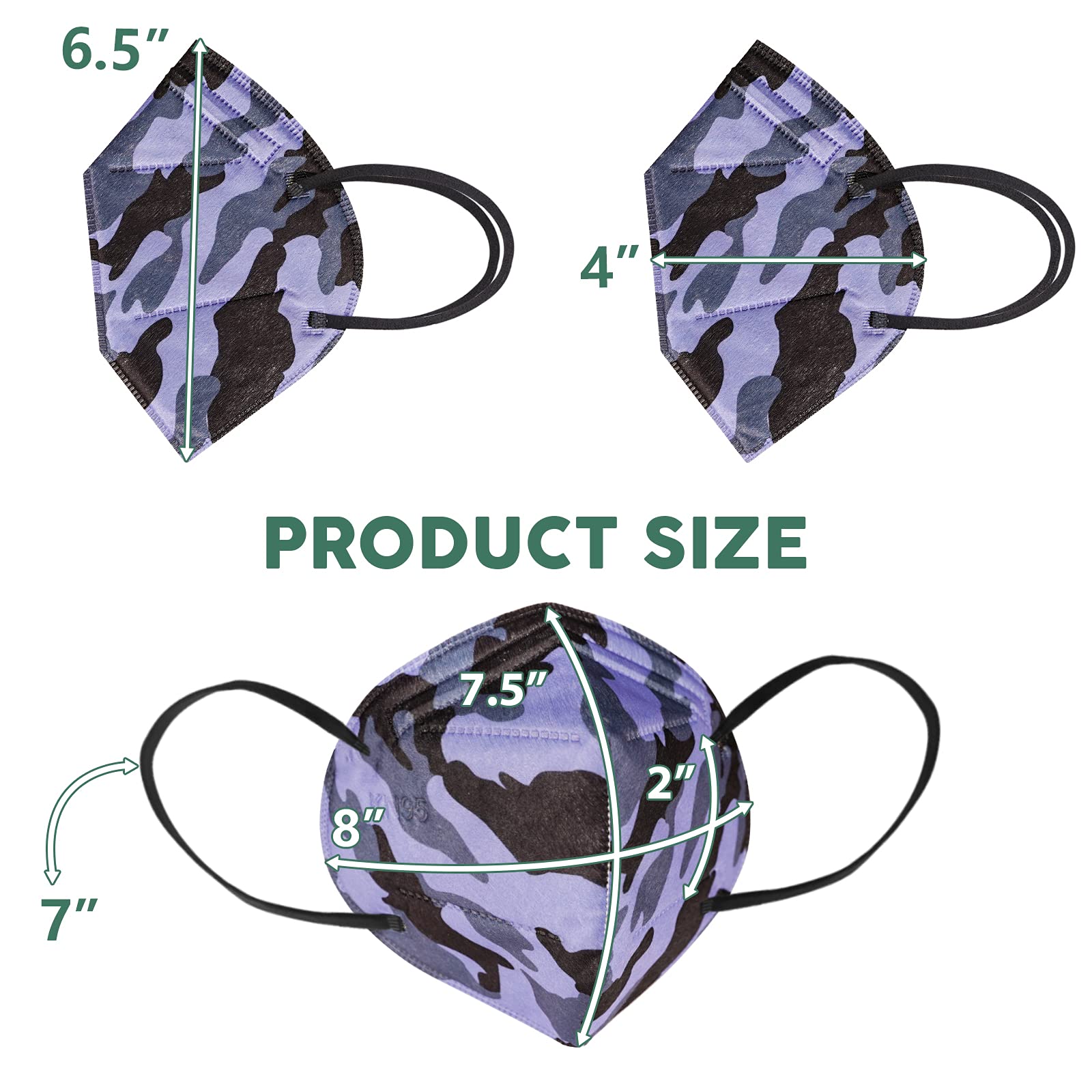 AHOTOP KN95 Face Masks for Teens Adults Men Women, 25PCS Individually Wrapped 5 Layers Disposable Face Masks Against PM2.5, Camo Face Mask, Filter Efficiency ≥95%