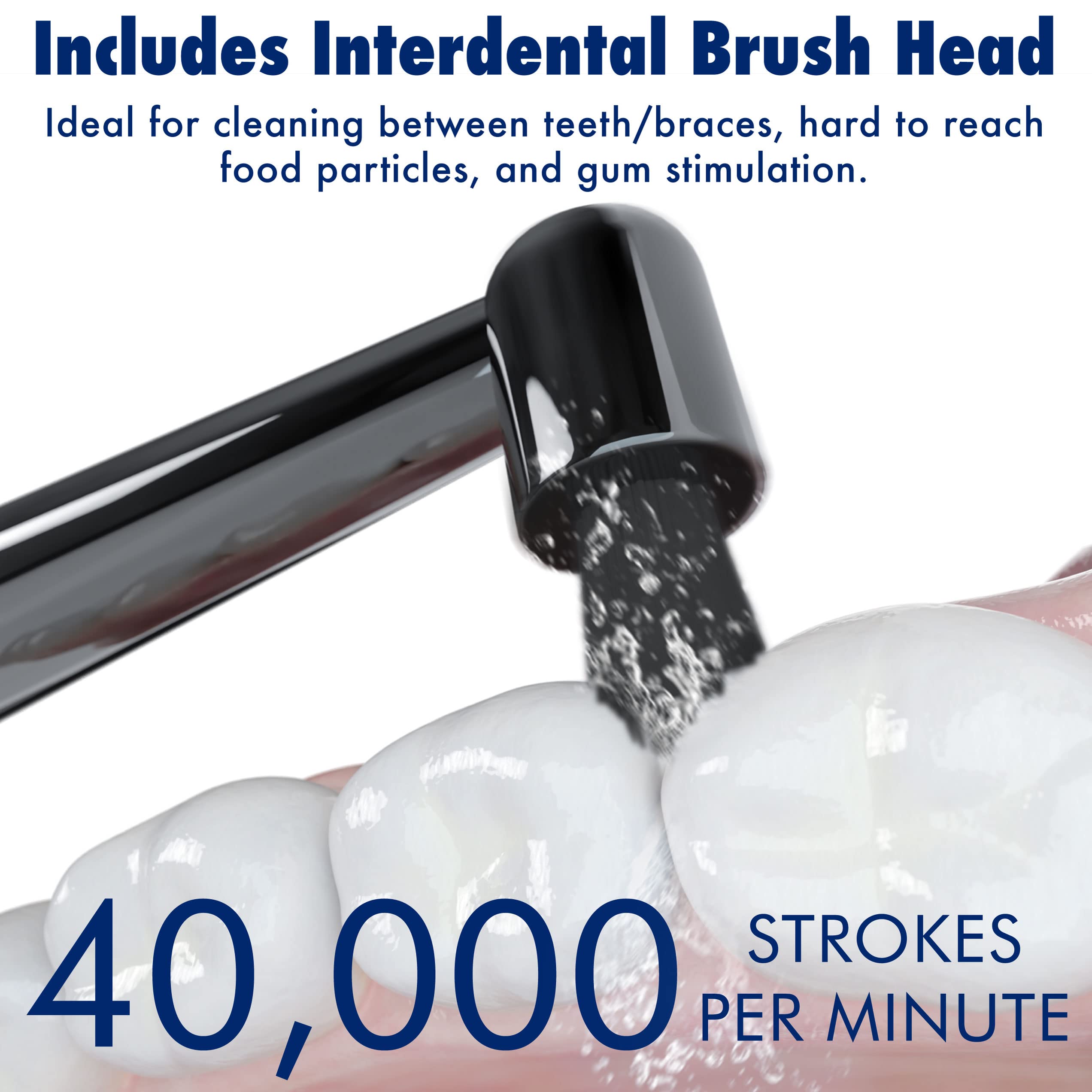 Sonic-FX Solo Electric Toothbrush - 3 Brushing Modes - with Intelligent Auto-Timer, Includes 2 Tooth Brush Heads, and 1 Interdental Head, Rechargeable, Electronic Charging/Storage Base (Black)