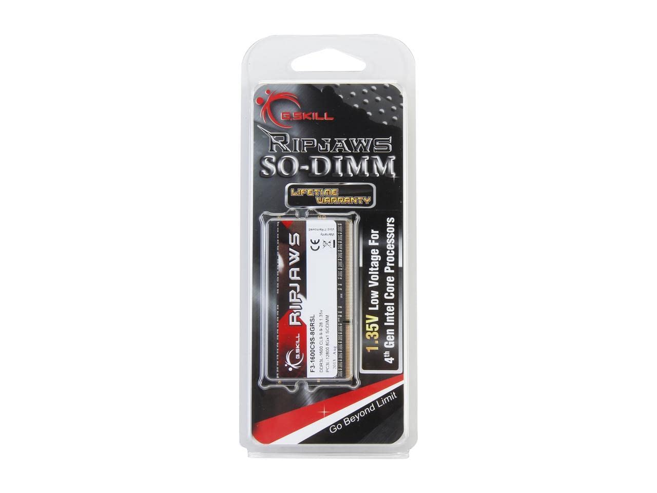 G.Skill Ripjaws Series 8GB 204-Pin DDR3 SO-DIMM DDR3 1600 (PC3 12800) Laptop Memory (F3-1600C9S-8GRSL)