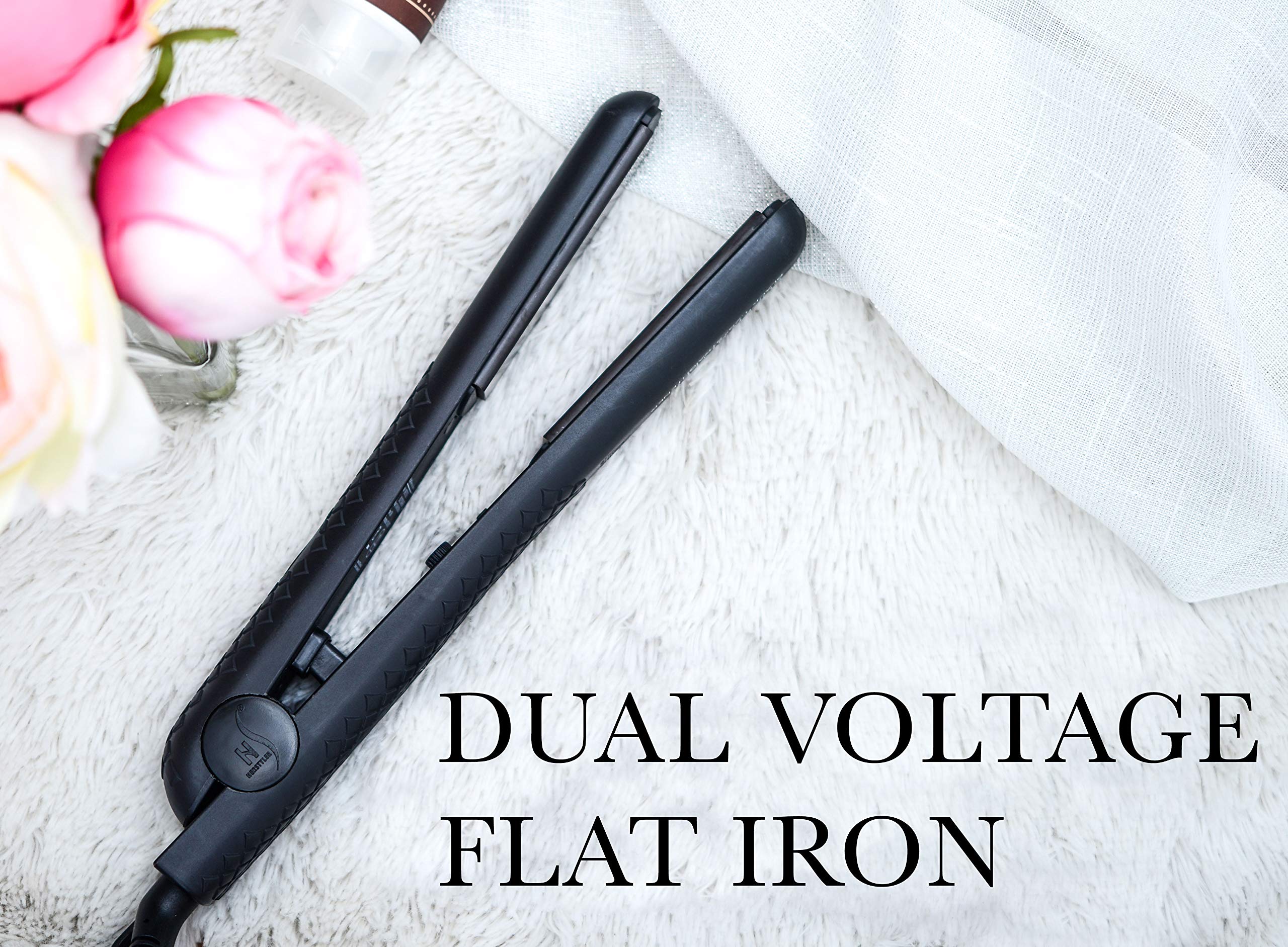 Herstyler Superstyler Onyx Ceramic Flat Iron, Ceramic Hair Straightener With Adjustable Temperature, Travel-friendly Dual Voltage Flat Iron