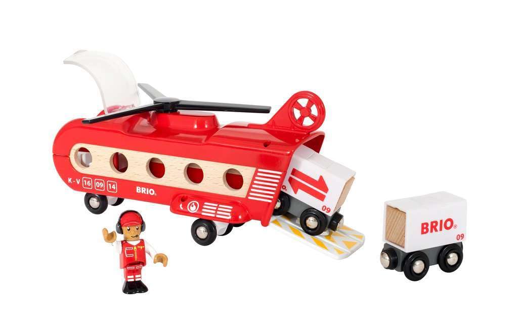 BRIO World 33886 - Cargo Helicopter - Premium Wooden Train Toy | Safe and Durable | Compatible with All Sets | Fun for Toddlers and Kids | Includes Figure and Accessories