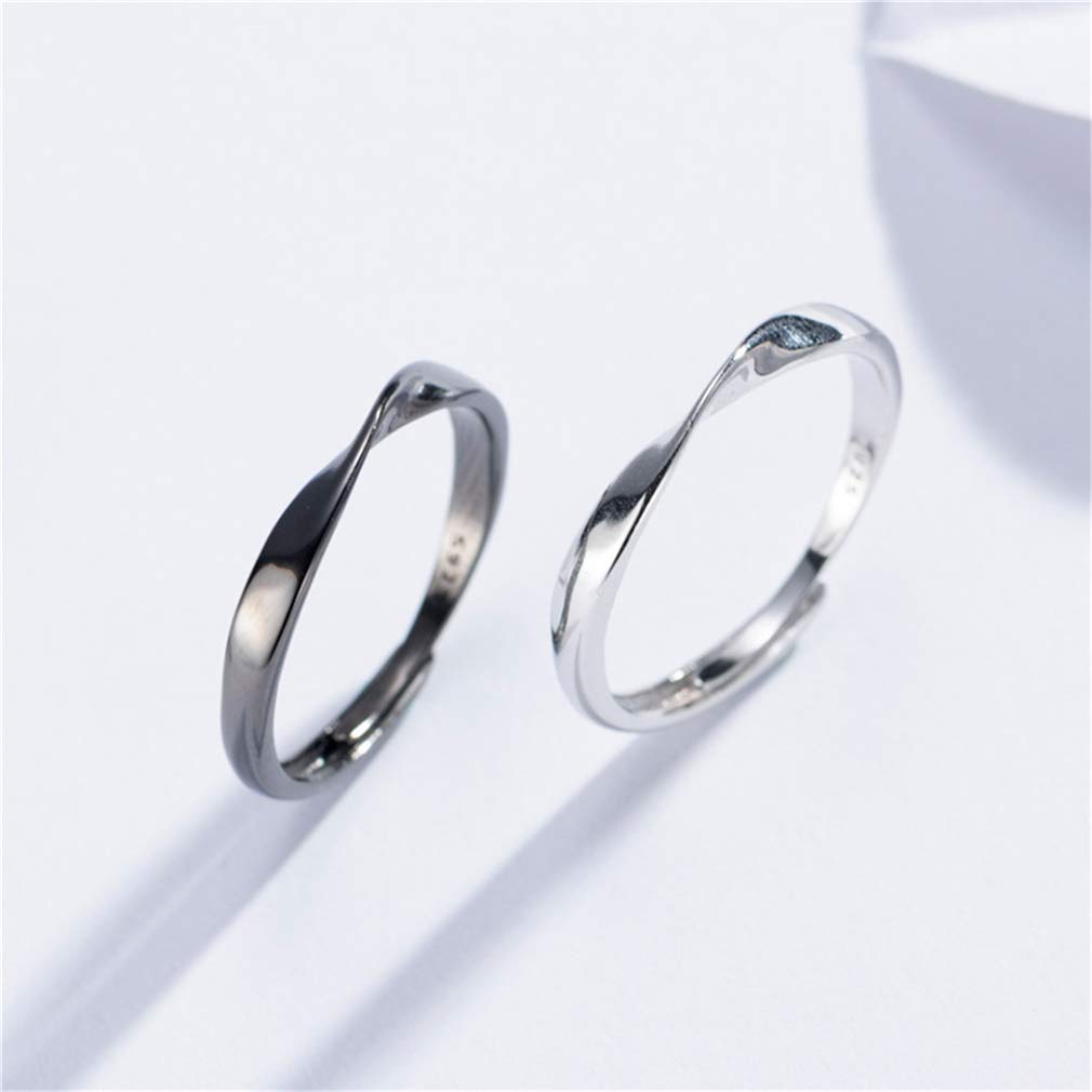 Ai.Moichien Wedding Bands Rings Adjustable Open Silver Plated Minimalism Mobius Women Promise Jewelry Gifts