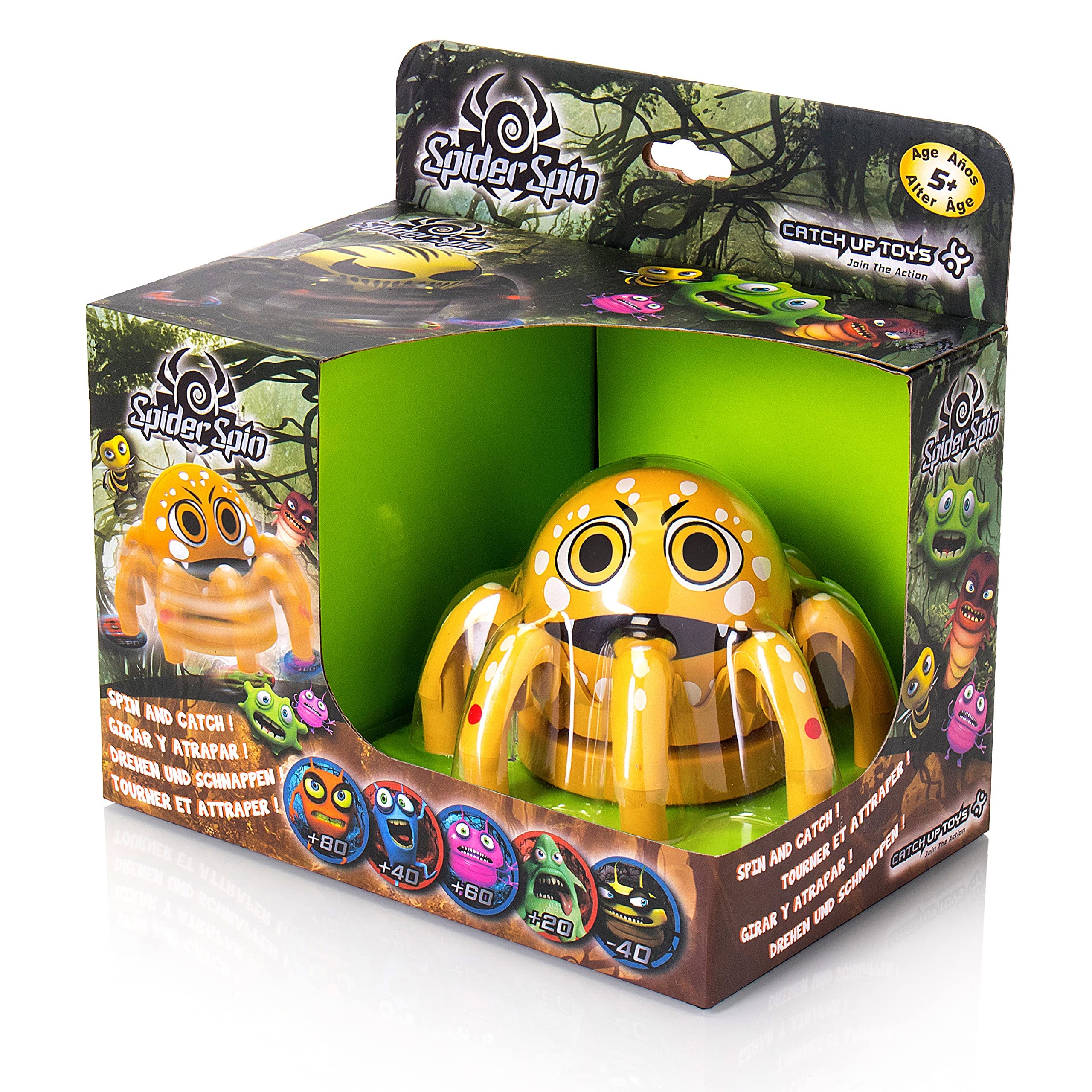 Catchup Toys Spider Spin Game Toy: Kids Magnetic Spin Catch Spider Grabs 10 Added Discs, Choose Cute Evil Design, Multi-Play Levels, STEM, Boys Ages 7+