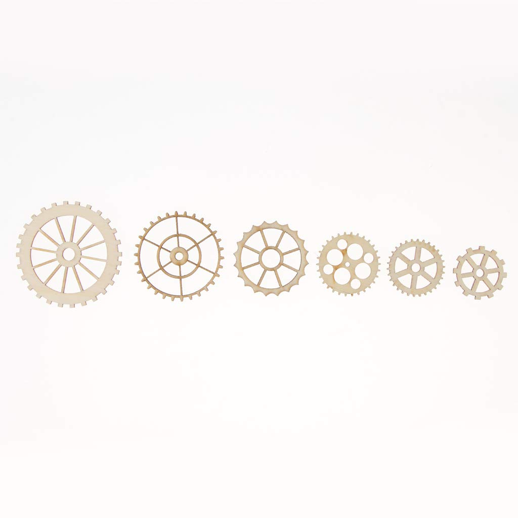 Fityle Pack of 70 Unfinished Blank Gear Wheel Wooden Pieces Gift Tags DIY Art Craft Project