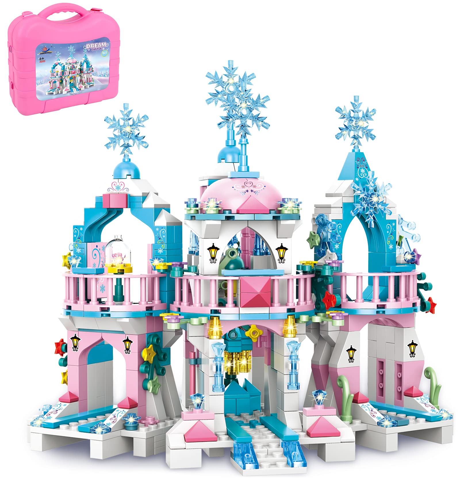 Girls Princess Castle Building Toys, Royal Castle Creative Building Blocks Kits Toys Gift for Kids, Learning and Roleplay STEM Construction Toy Sets with Storage Box for Girls Age 6+,667 Pieces