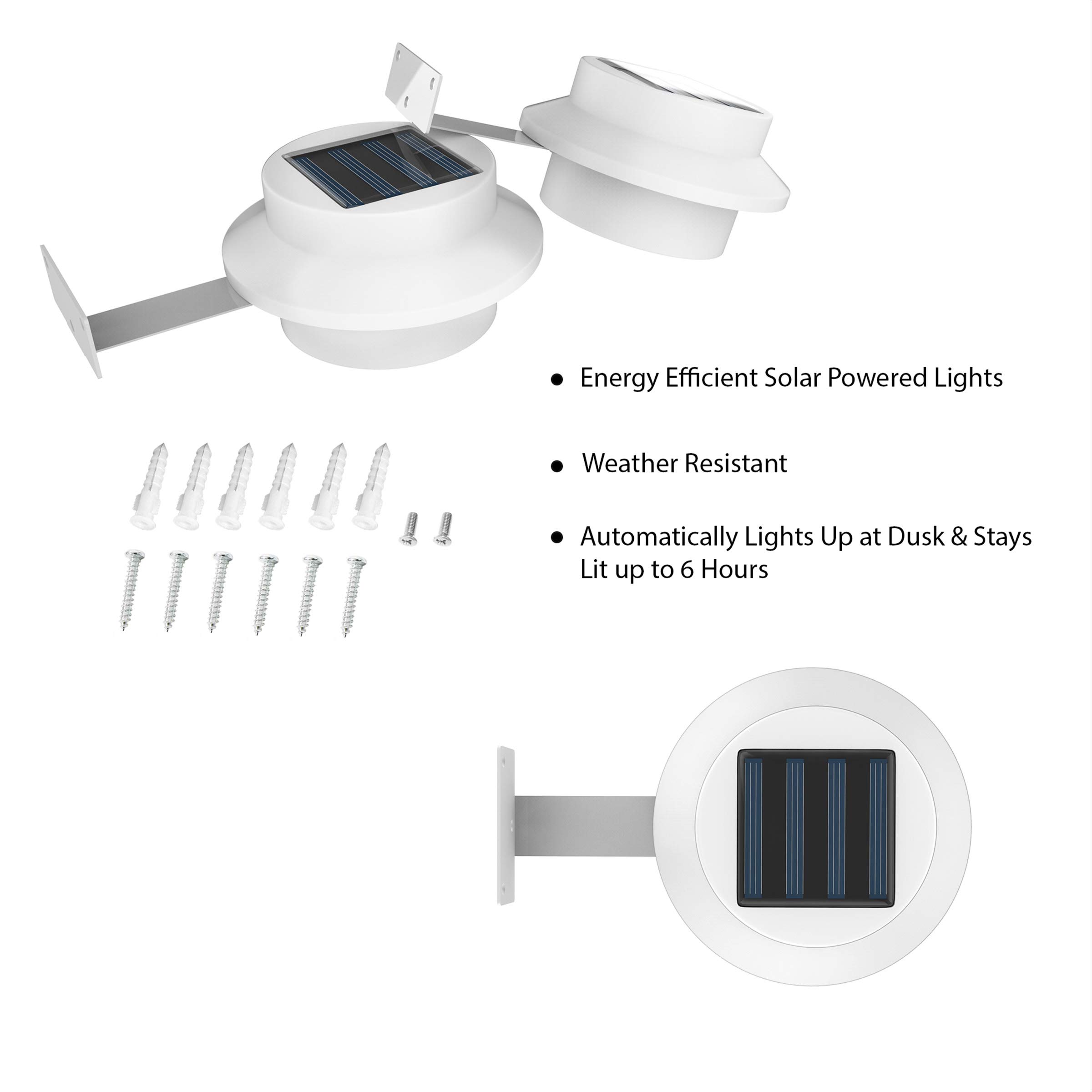 Everyday Home 80-109 Solar Outdoor Mounting Weather Resistant LED Illumination for Entrance, Walkway and Security Light, (Set of 2)