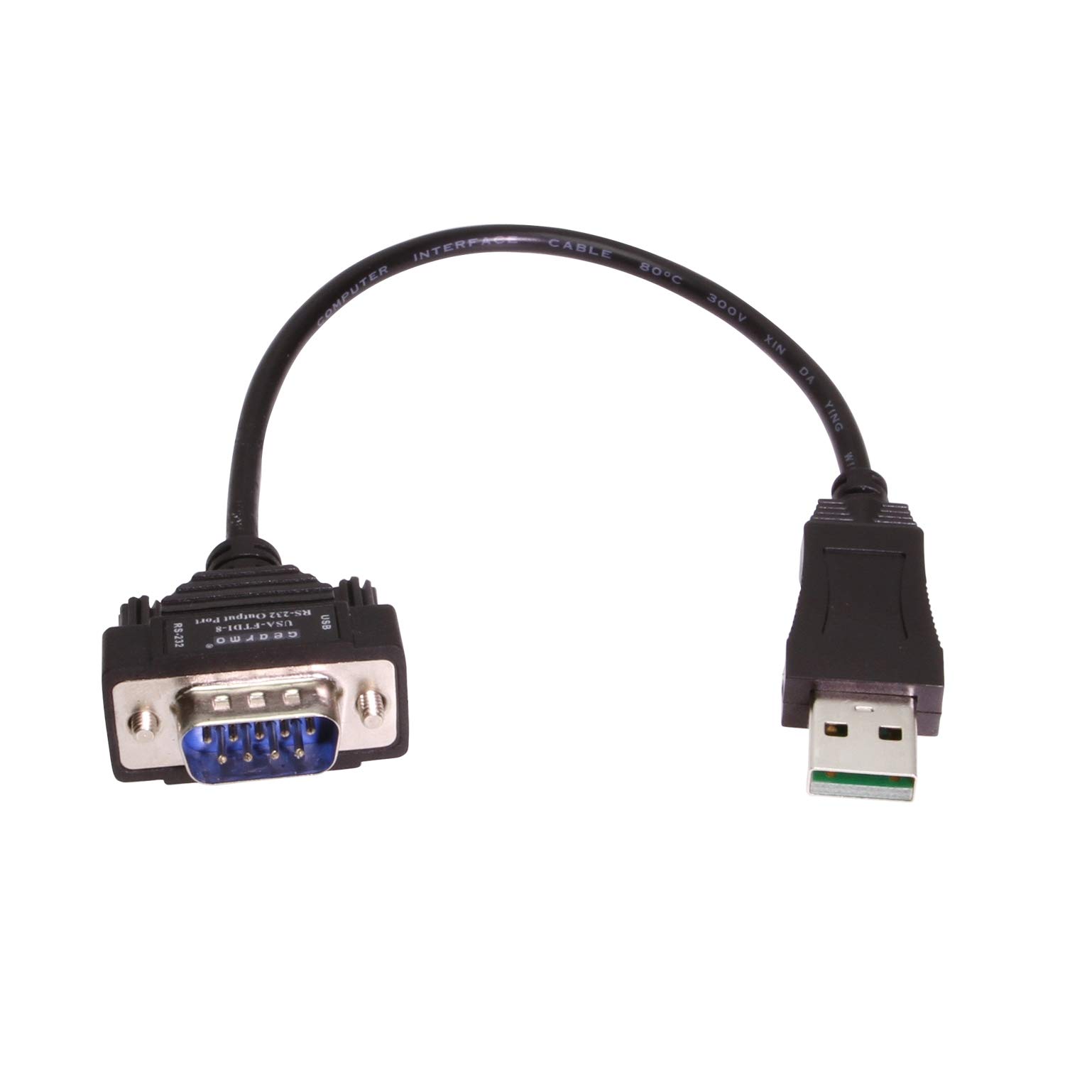 GearMo® Windows 10, 7 64-bit Compatible USB to Serial Adapter RS232 DB9 Short 8 Inch Cable