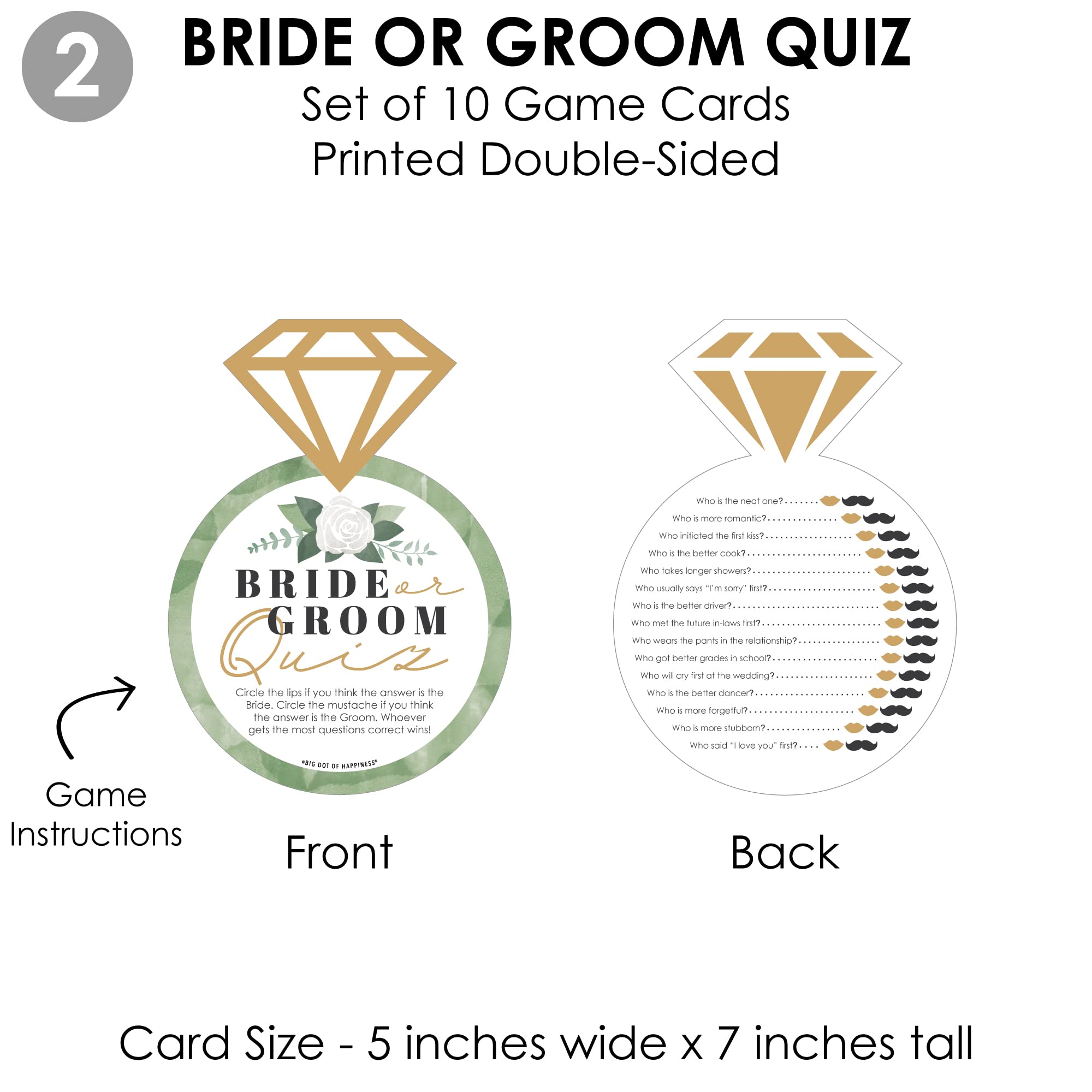 Big Dot of Happiness Boho Botanical Bride - 4 Greenery Bridal Shower Games - 10 Cards Each - Gamerific Bundle