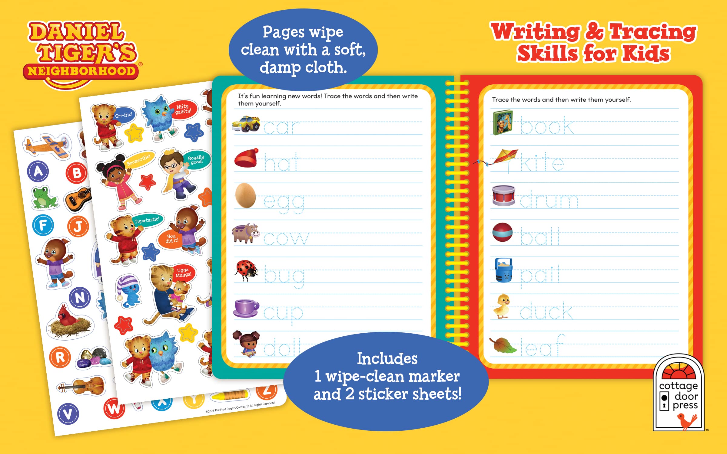 Daniel Tiger's Neighborhood Wipe Clean Writing & Tracing Workbook Skills for Preschool Kids Ages 3 - 5: Practice Pen Control, ABC's, Numbers, Handwriting, Wipe Off Pen Included