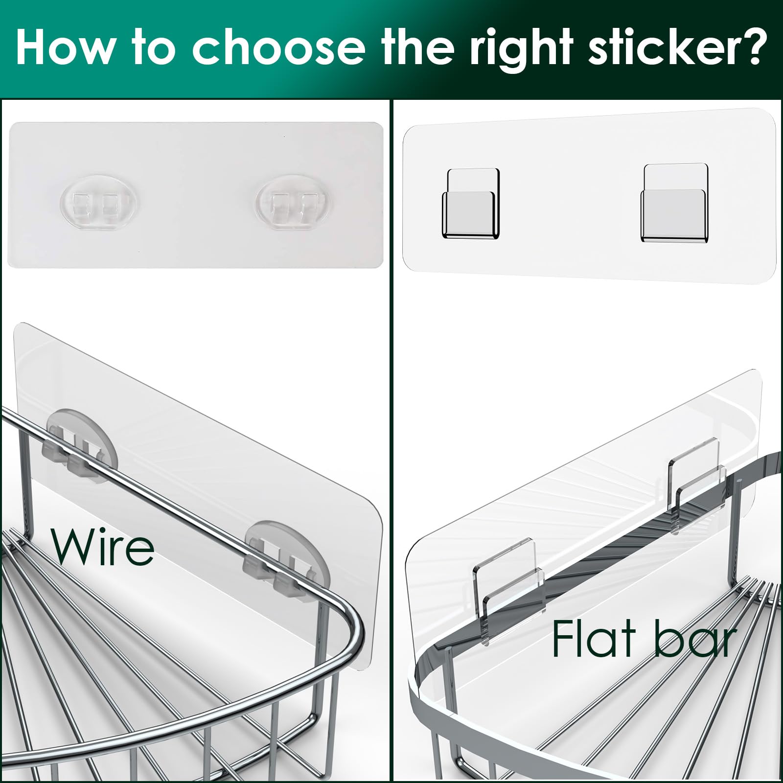 Jovware Shower Caddy Adhesive Replacement Sticker Flat Hook Adhesive Shower Caddy Hooks Flat Hook Flat Shower Caddy Hooks Transparent Strong Hook for Bathroom Shower Organizer Hanging Kitchen 4 Pack