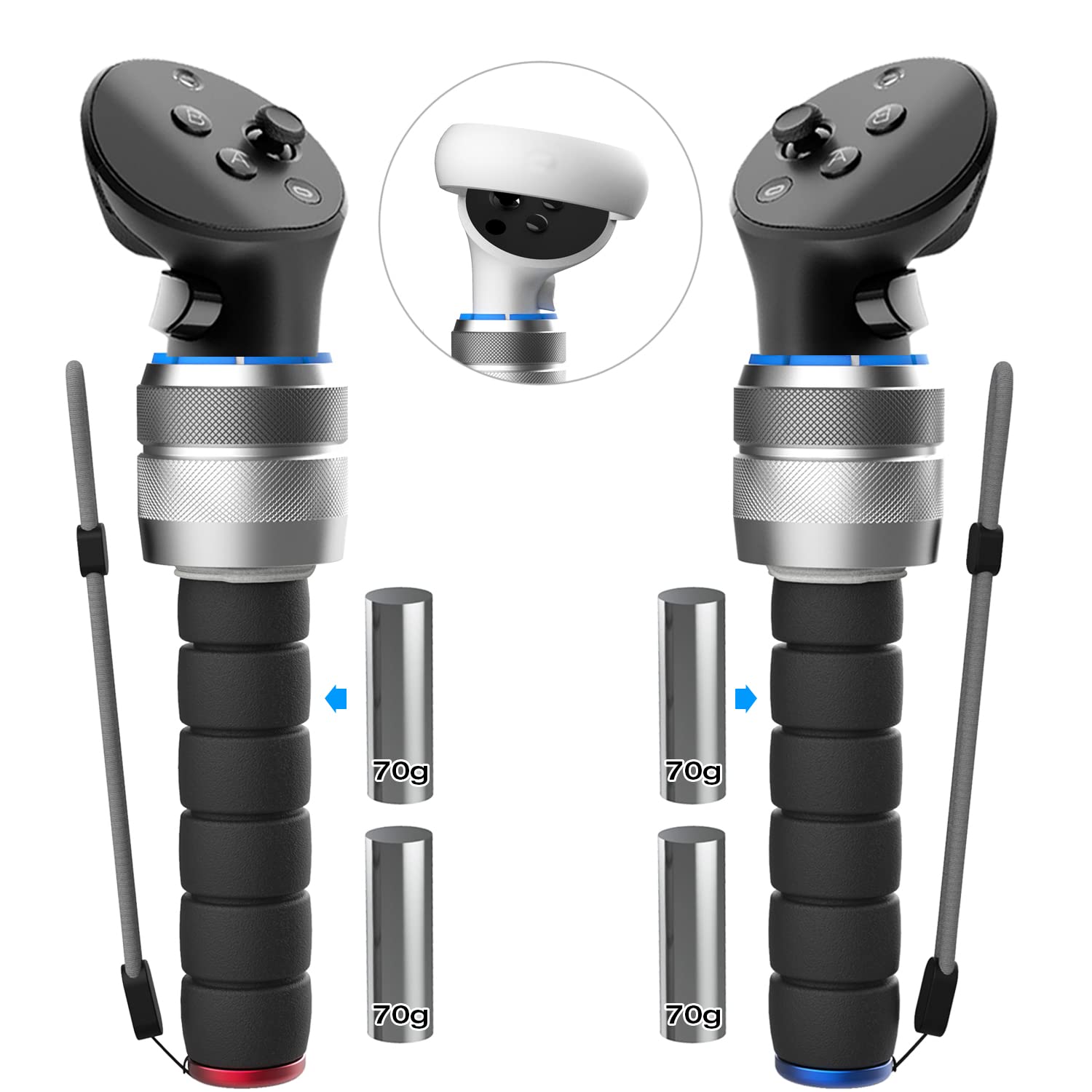 Adjustable Weight Dual Handles Extension Grips for Meta Quest Pro and Oculus Quest 2, Multipurpose Grip with Aluminum Case and Handles for Playing Beat Saber Games(1 Pair)