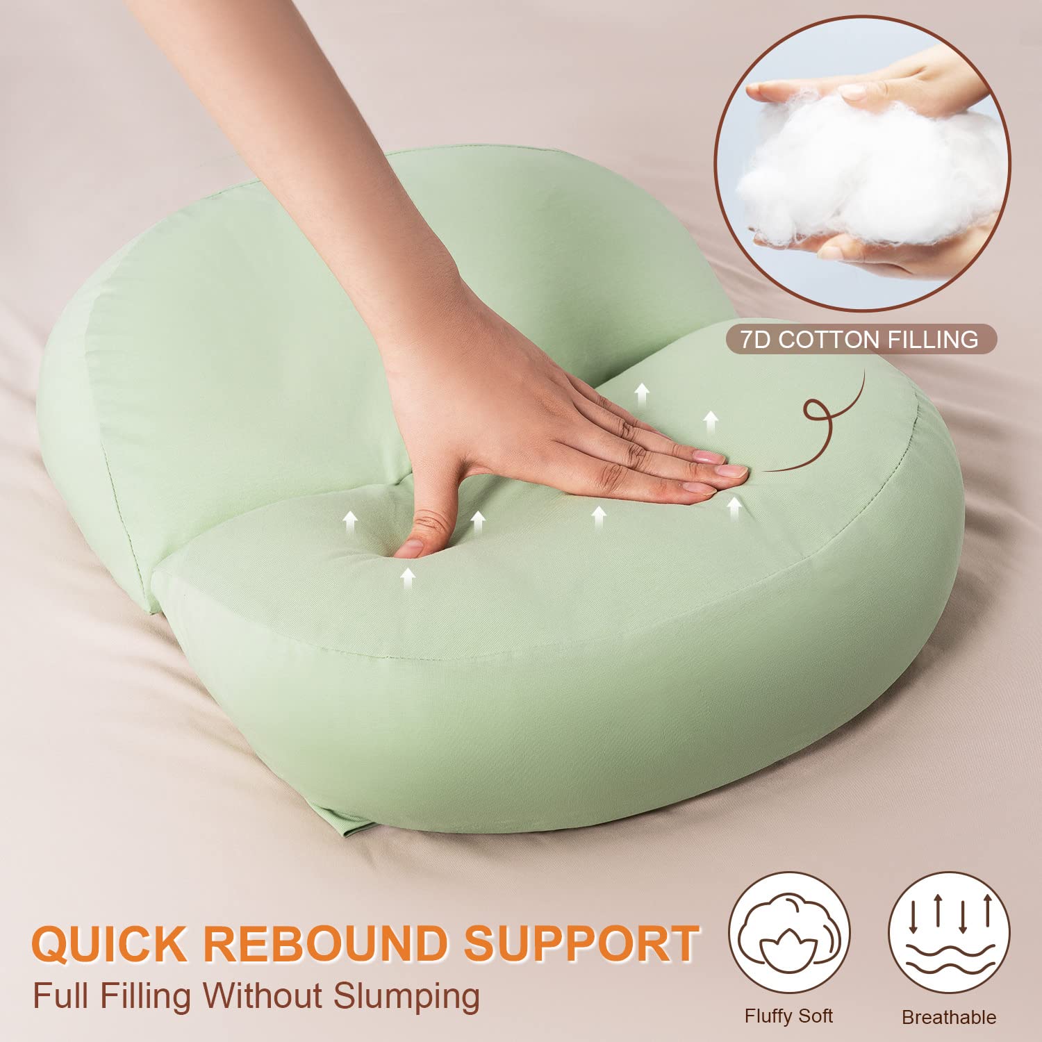 AngQi Pregnancy Pillows for sleeping, Side Sleeper Pregnancy Wedge Pillows, Double Wedge for Body, Belly, Back Support, Maternity Pillow with Removable and Adjustable Cover(Pale Green)