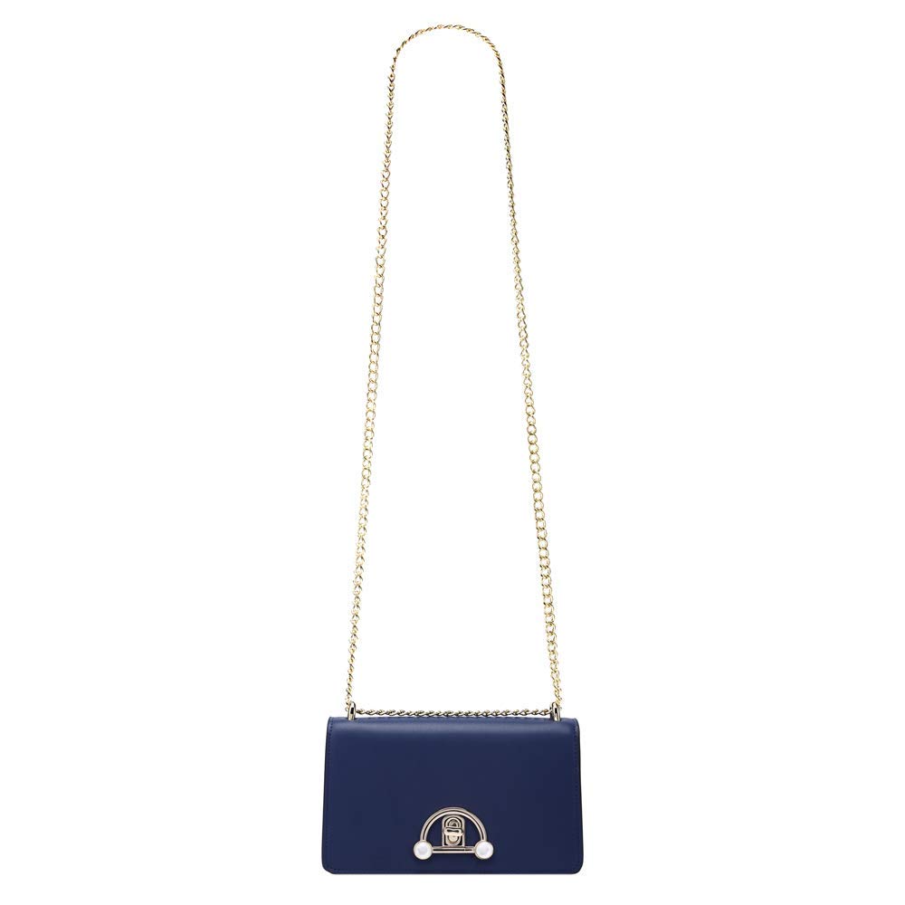 FT FUNTOR Leather Crossbody Bag for Women Shoulder Handbag Knob Lock with Chain (navy blue-A)