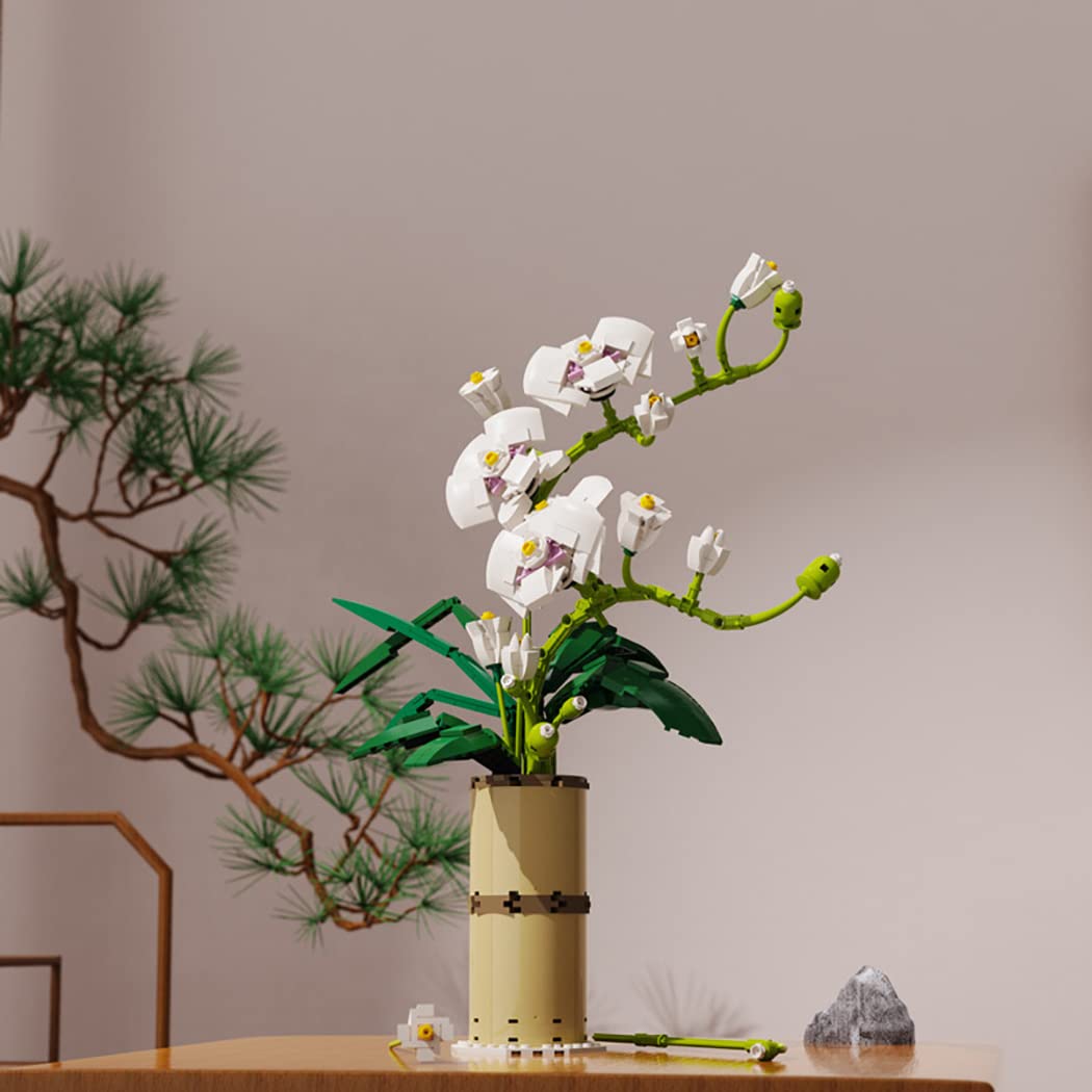 AIEWEV Flower Bouquet Building Kit, Phalaenopsis Orchid Bonsai Creative Building, DIY Building Blocks Education Toy, Botanical Gift Set for Decoration Office&Home, Holiday(588 pcs)