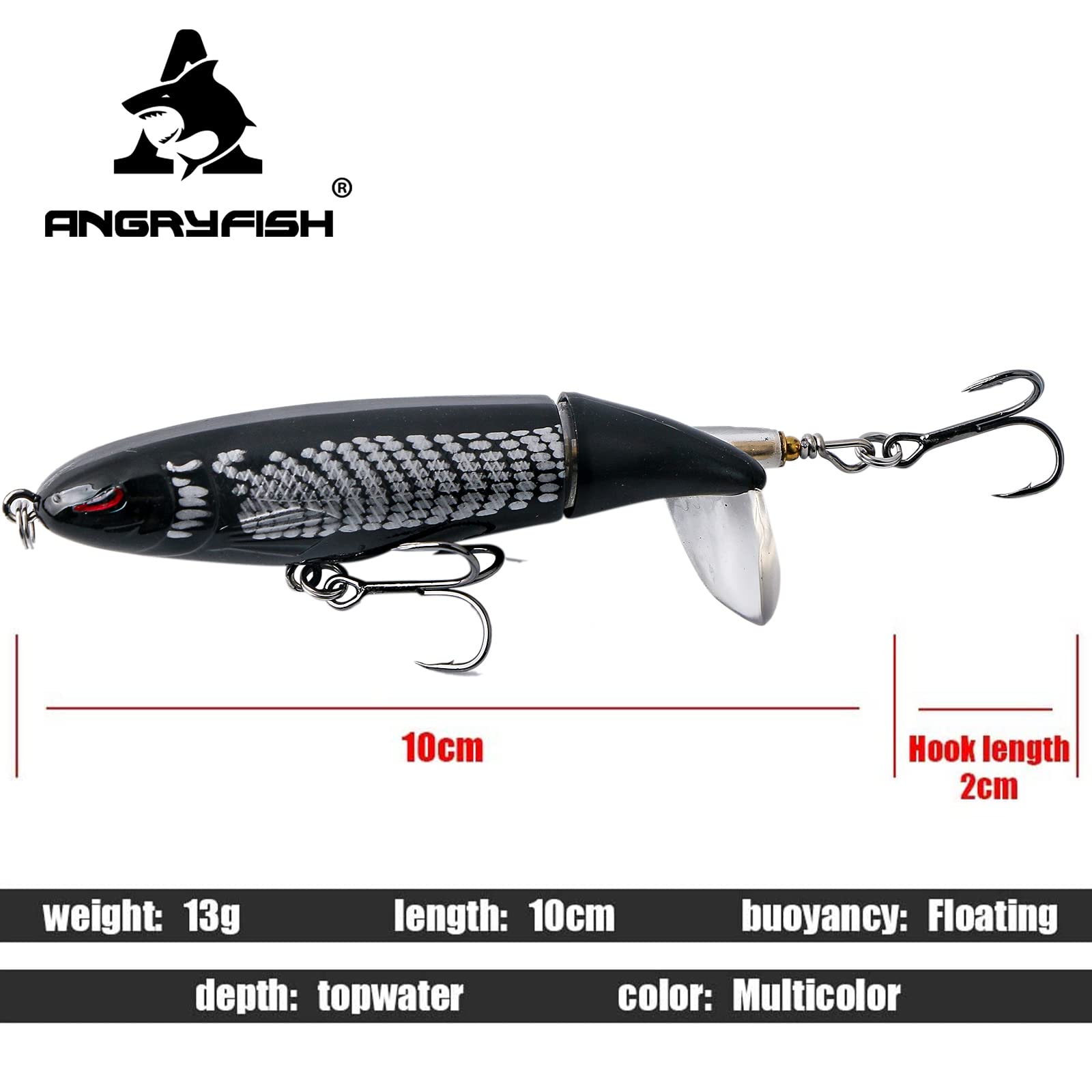 ANGRYFISH Topwater Fishing Lures-Rotating Tail-Pencil Hard Bait-Fish Tackle Bait for Freshwater/Saltwater(A-5PCS)