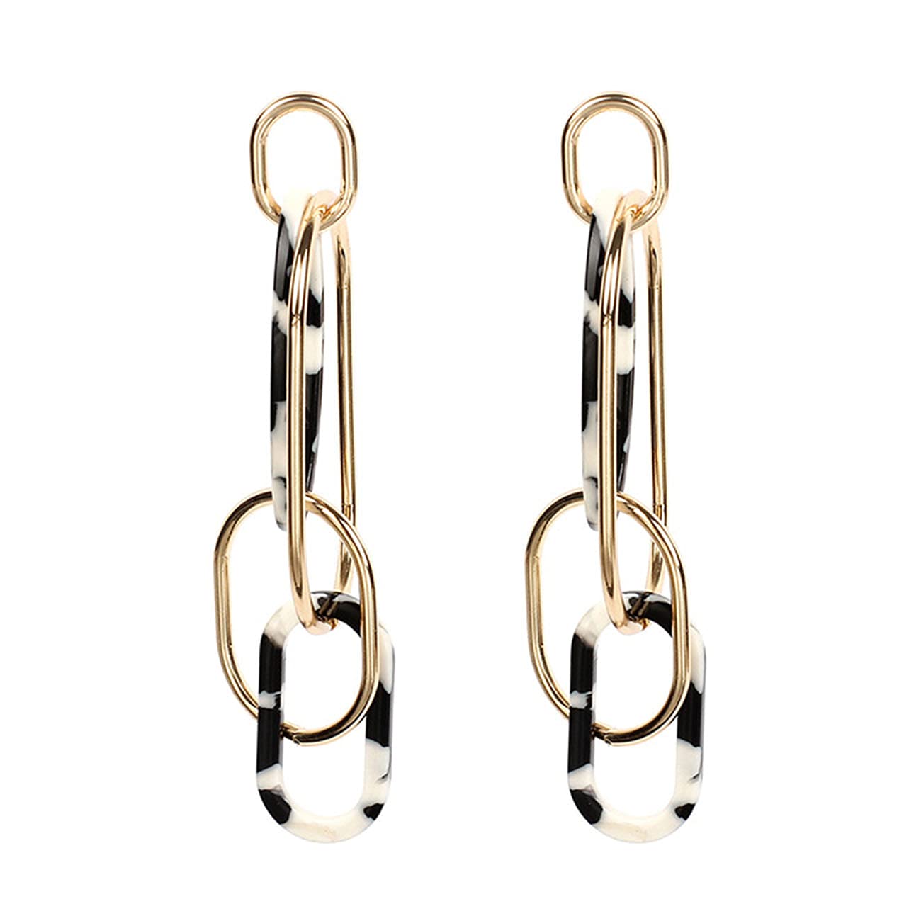 Acrylic Leopard Print Earrings Long Pendant Geometric Resin Oval Earrings Fashion Exaggerated Leopard Dangle Earrings for Women (Gold)