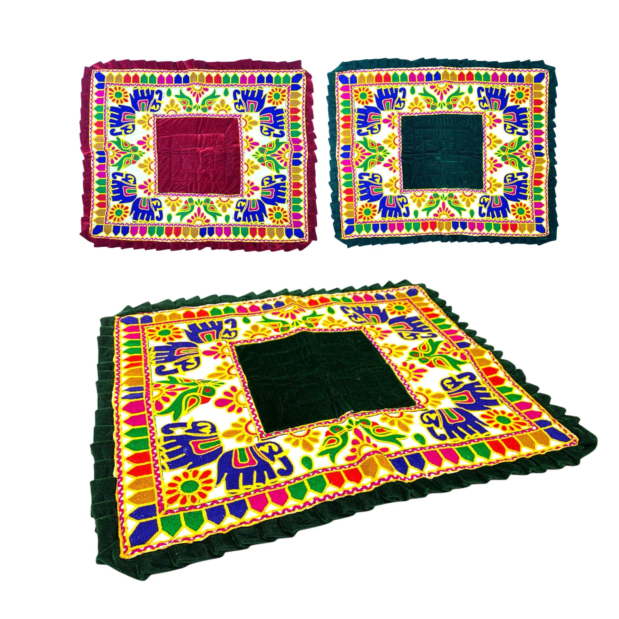 LOVENSPIRE Elephant Pooja Aasan Rug Velvet Prayer Mat Meditation Multipurpose Aasan for Ganesh Pooja Diwali Pooja Mandir and Festive Decor Diwali Decoration Housewarming Gift