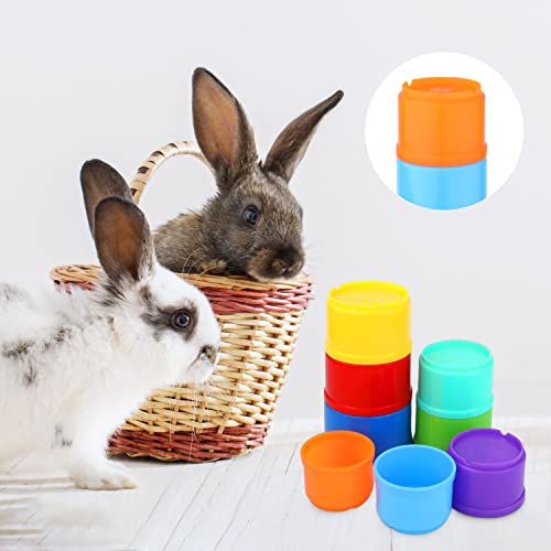 AIEX 8pcs Stack Up Bunny Cups, Bunny Toys for Rabbits Stacking Cups for Bunnies Plastic Nesting Toys Bath Cups for Baby(8 Colors)