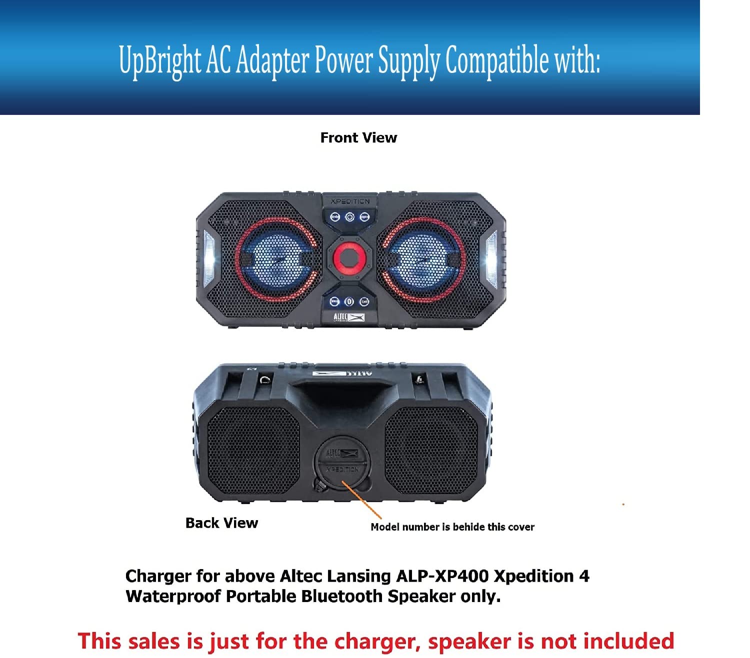 UpBright 12V 10A AC/DC Adapter Compatible with Altec Lansing ALP-XP400 Xpedition 4 8 Portable Wireless Bluetooth Speaker ALPXP400 ALT-215 ALP-XP800 ALP-XP-800 ALPXP-800 12VDC 120W Power Supply Charger