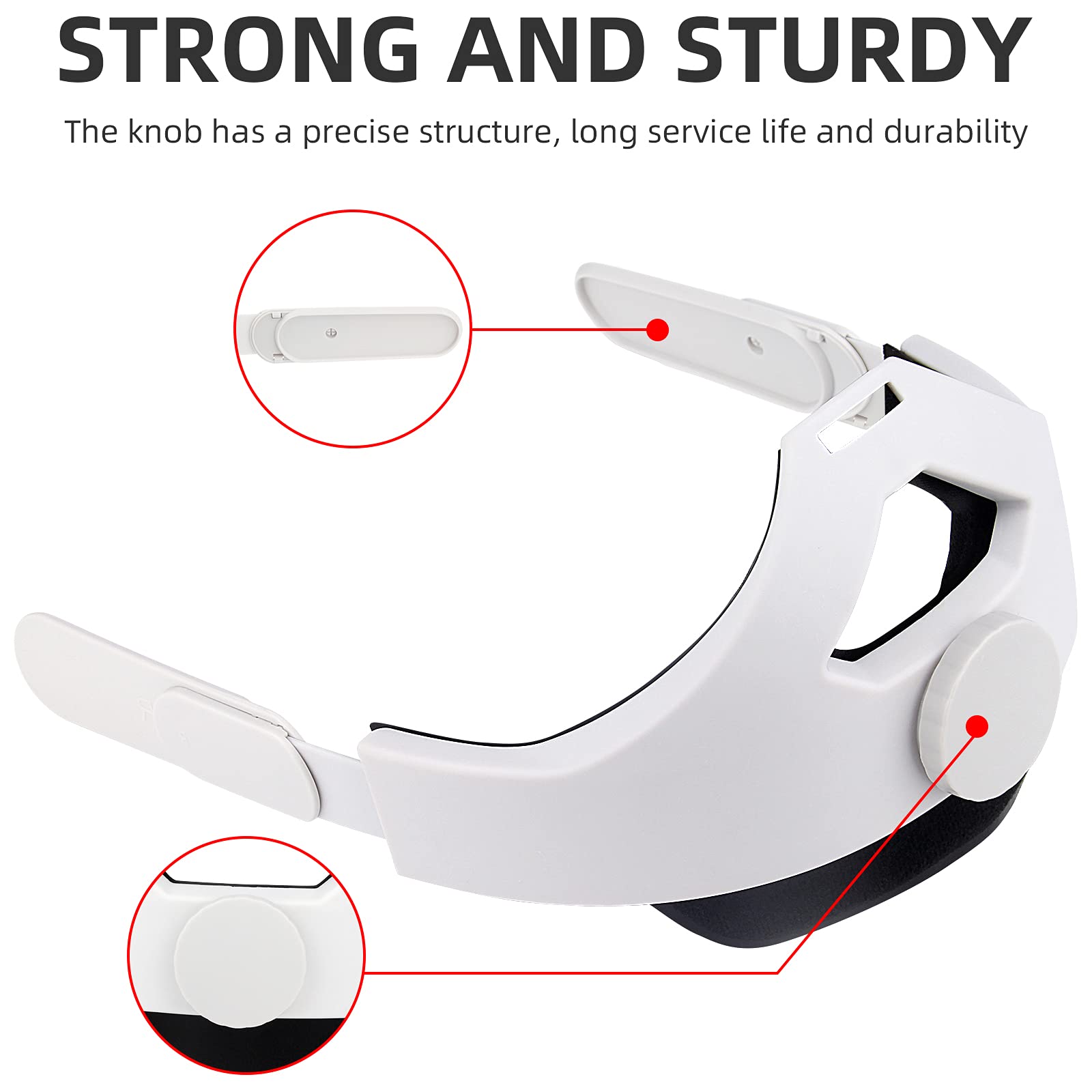 Adjustable Head Trap for Oculus Quest 2 with Head Cushion, Replacement for Elite Strap Comfortable Protective Head Strap Reduce Pressure(White)