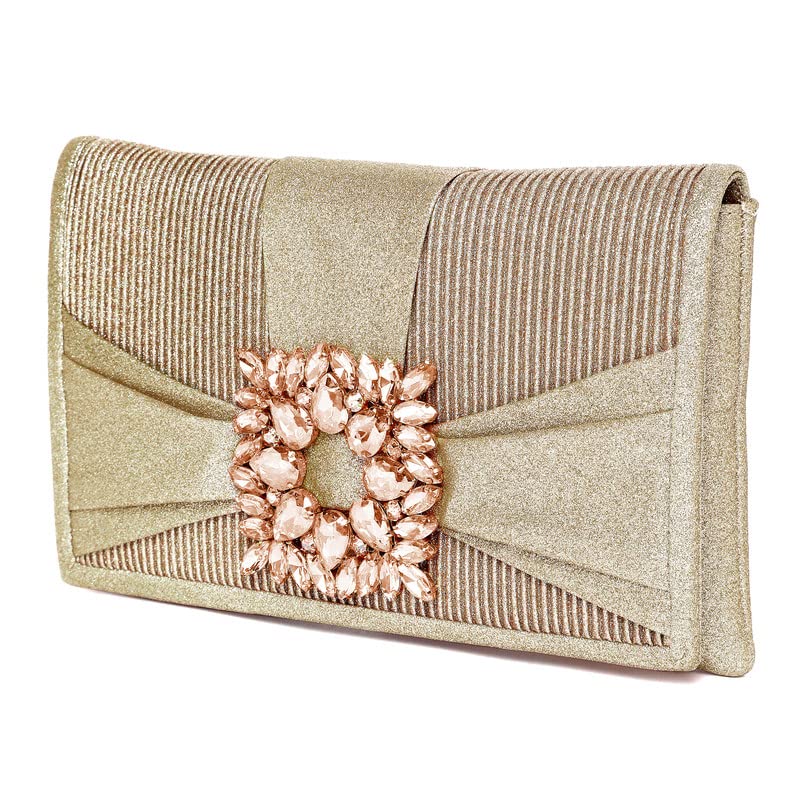 Aheli Clutch Women's Purse Bridal Bag for Casual Detachable Strap Evening Sling Bag Rose Gold Gift for Women