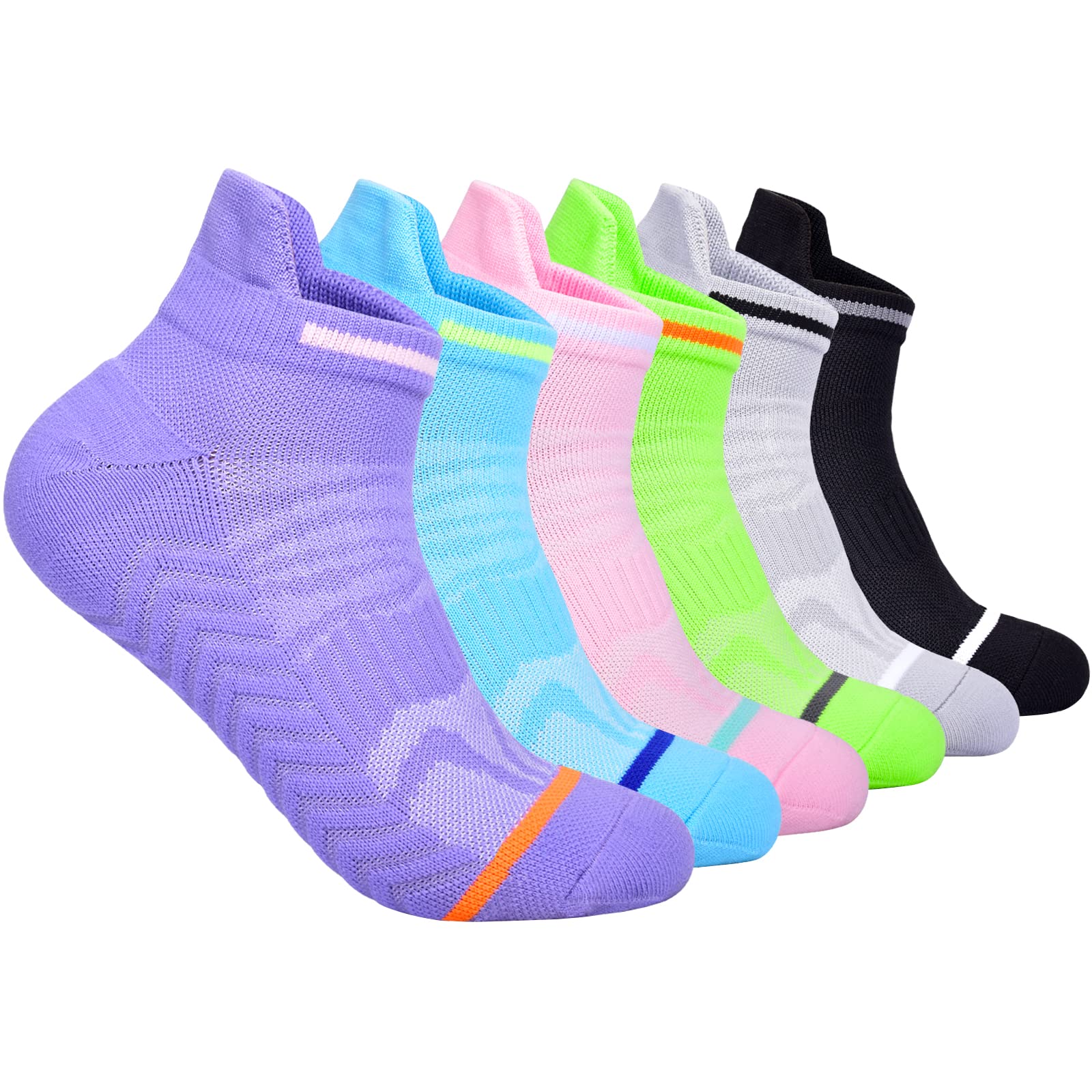 Aifong Ankle Socks for Women Quarter Athletic Running Socks Cushioned Low Cut Workout Sport Tab Cotton Socks 6 Pairs