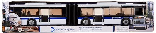 Daron RT8563 New York City MTA Metro Articulated Electric Bus 1:43 Scale- 16 Inches long White/Blue/Black