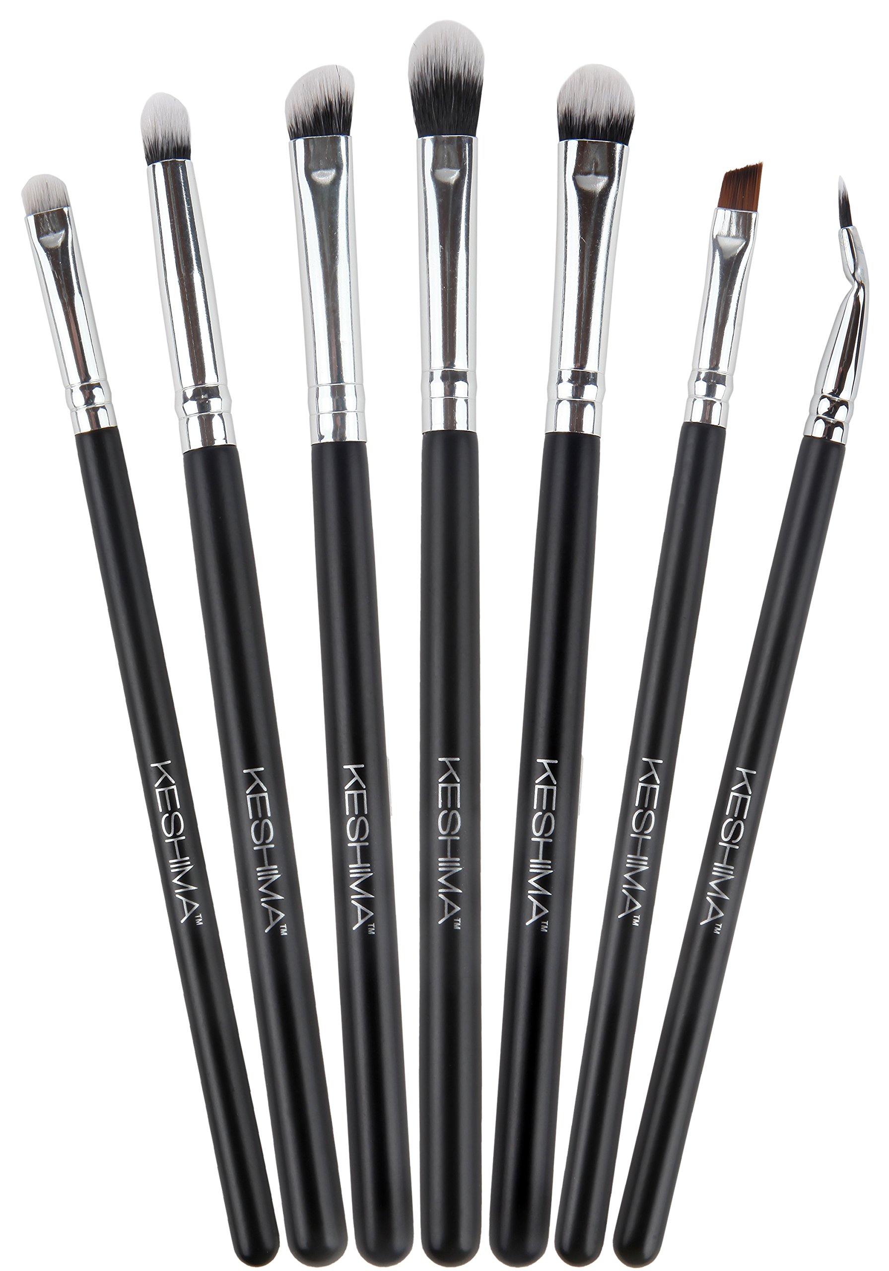 Keshima Professional Eye Makeup Brushes Set with Eyeshadow Brush, Eye Shadow Blending Brush, Smudge, Angled Crease, Pencil, Angled Eyeliner and Bent Eyeliner Brushes