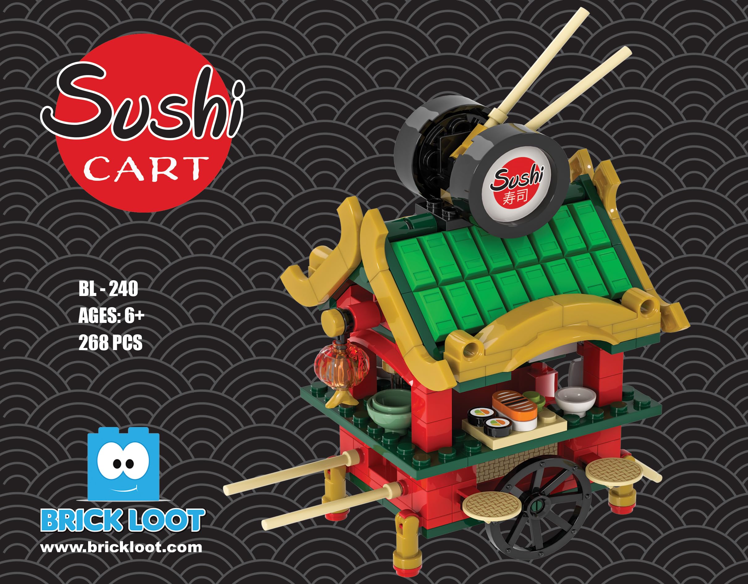 Exclusive Mini City - Sushi Cart - Custom Design Bricks - Compatible with All Major Brands …