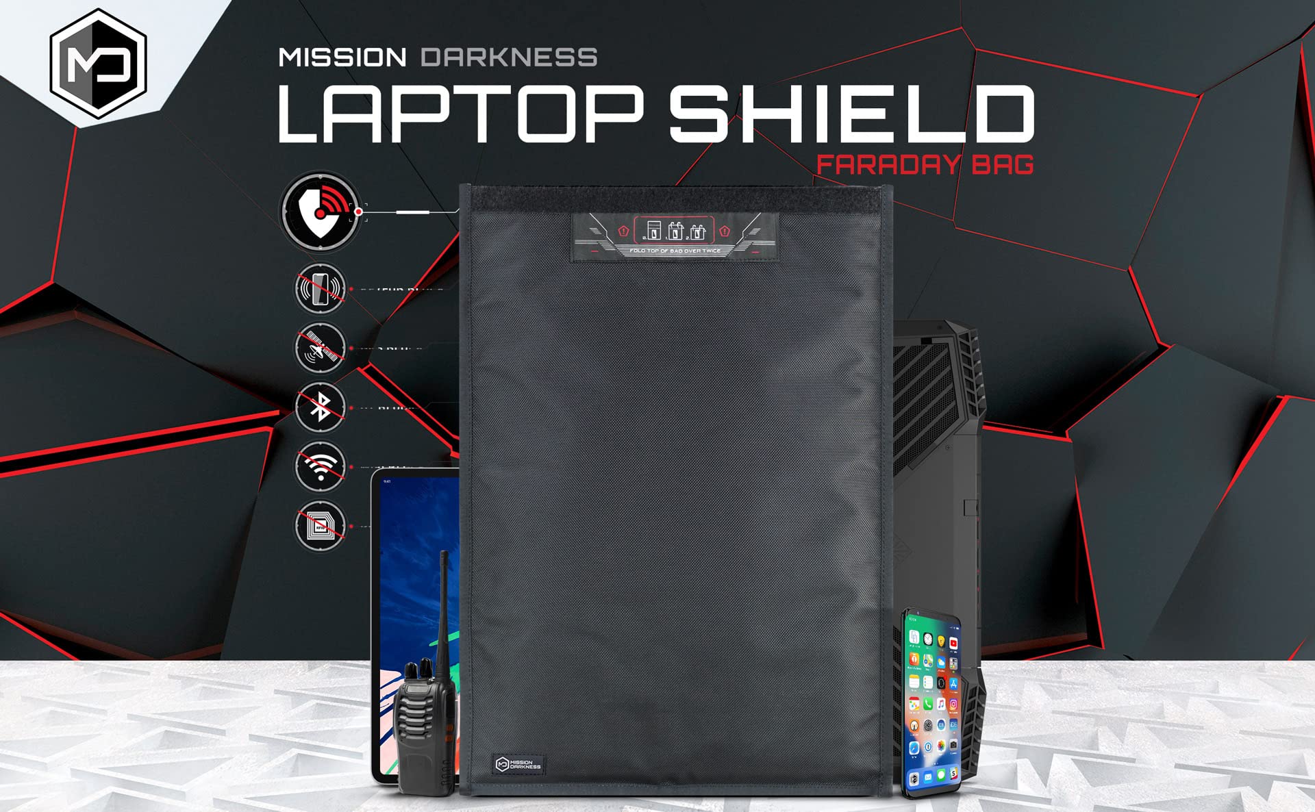 Mission Darkness Non-Window Faraday Bag for Laptops // Device Shielding for Law Enforcement & Military, Executive Privacy, Travel & Data Security, Anti-Hacking Anti-Tracking Anti-Spying Assurance
