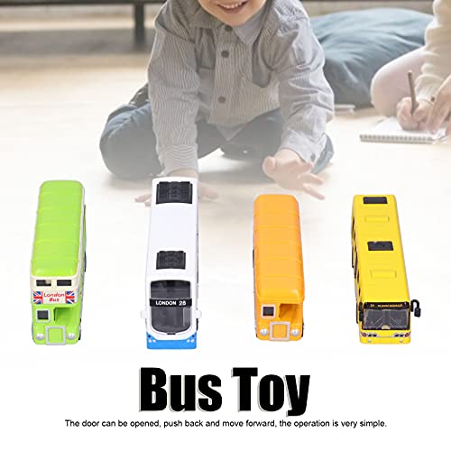 AOZU Kids Bus Model, Safe Materials Cartoon Graffiti Spray Paint Bus Toy Set for Kids((Group D, 4-Piece Set of Bus Sets))