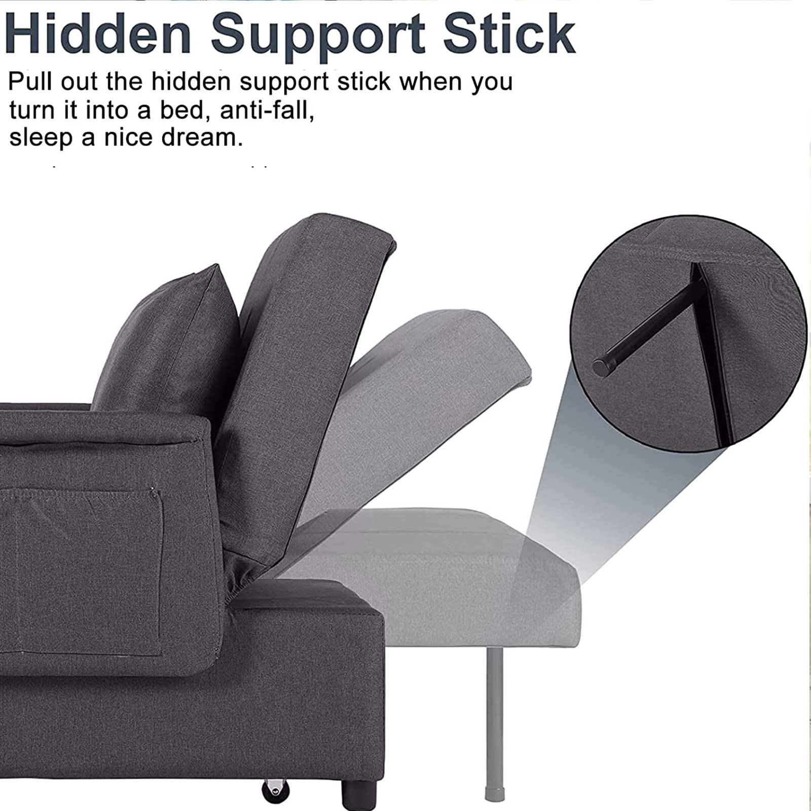 BINGTOO 2 Pcs Convertible Chair 3 in 1 Multi-Function Folding Ottoman Sofa Sleeper Bed, Pull Out Sleeper Chair Bed- Modern Convertible Chair Bed Adjustable Backrest Sleeper Couch Bed for Living Room……