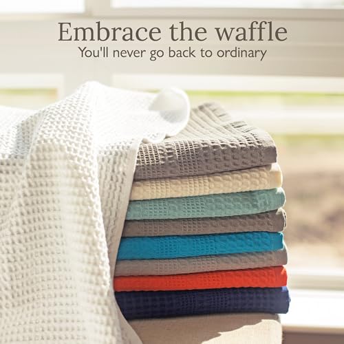 GILDEN TREE Waffle Towel Quick Dry Thin Exfoliating Washcloths for Face Body, Classic Style (White)