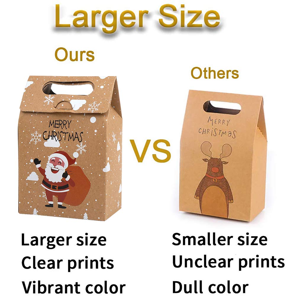 CCINEE Christmas Treat Bags, 24pcs Kraft Paper Gift Bags for Christmas Party Gift Packing Supply