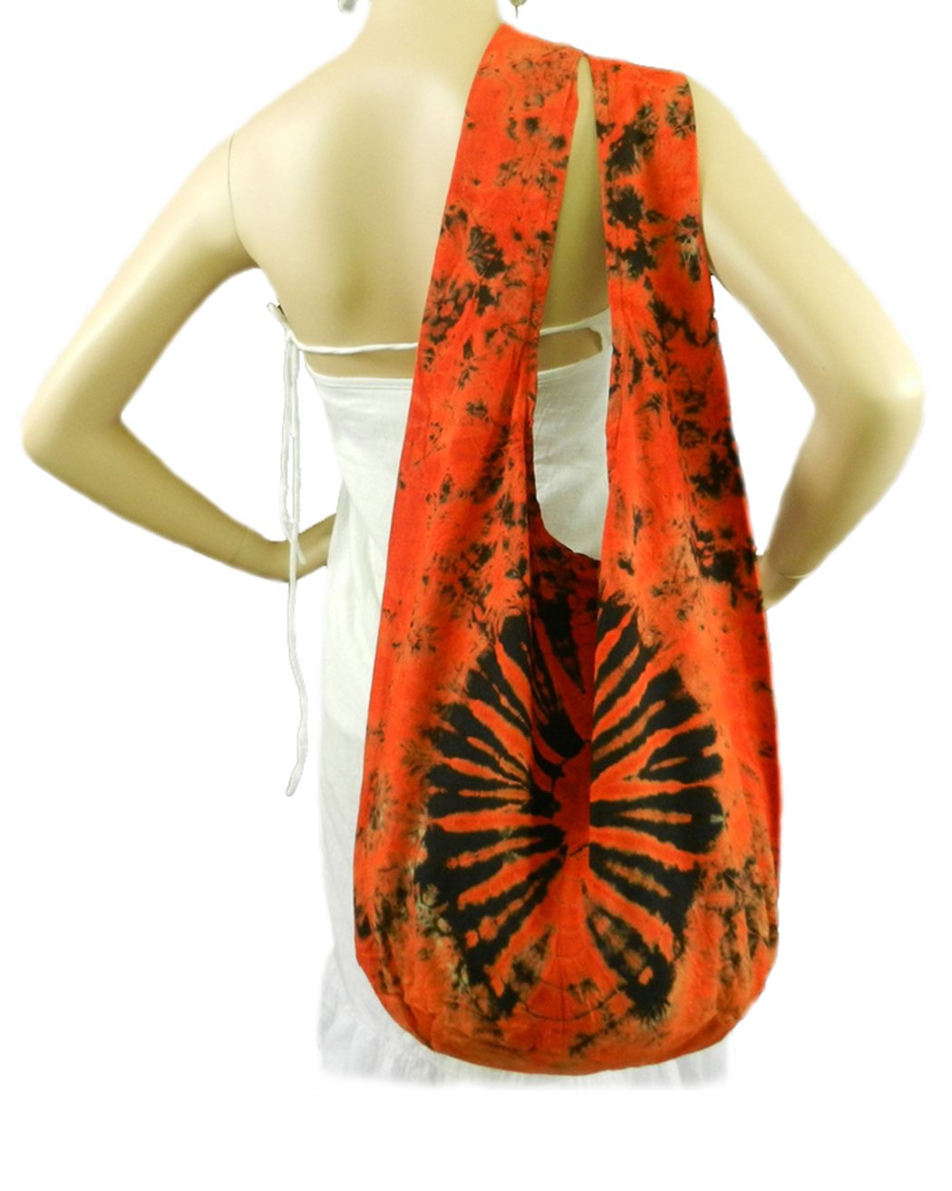 BTP! Tie Dye Sling Crossbody Shoulder Bag Purse Cotton Bohemian - Red Firework VJ5