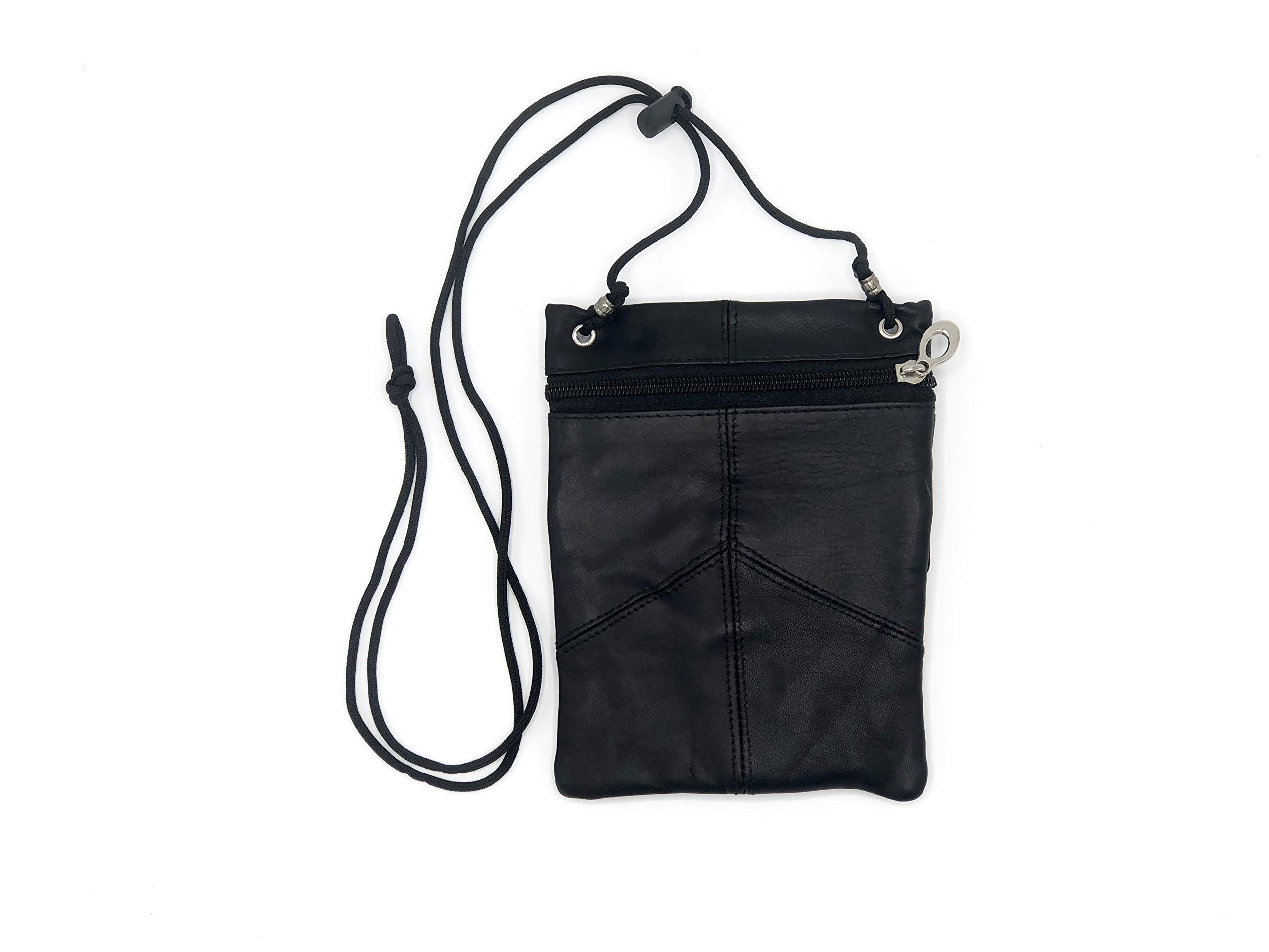 Goson Leather Purse Organizer Shoulder Bag 4 Pocket Micro Handbag Travel Wallet - 2 Pack (Black & Red)