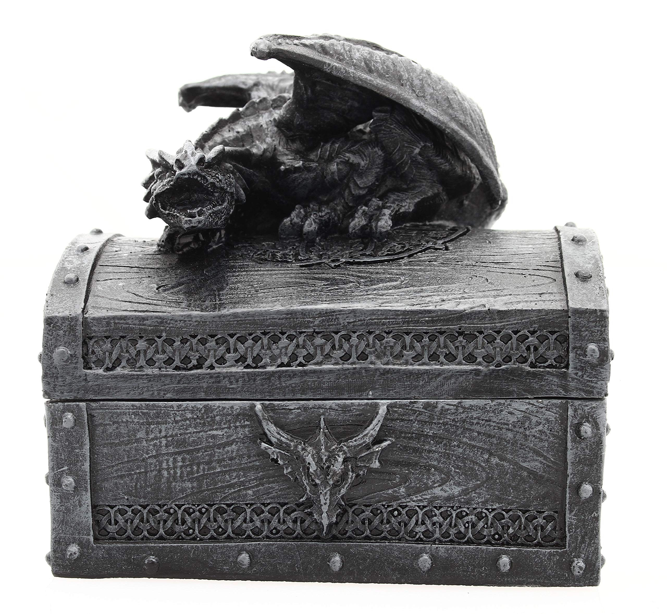 Forged Dice Co. Deluxe Dragon Dice Storage Box with Custom Foam Insert - Holds up to 6 Sets of Polyhedral Dice or 42 Individual Dice - Treasure Chest for Dungeons And Dragons Dice - Great DnD Gifts