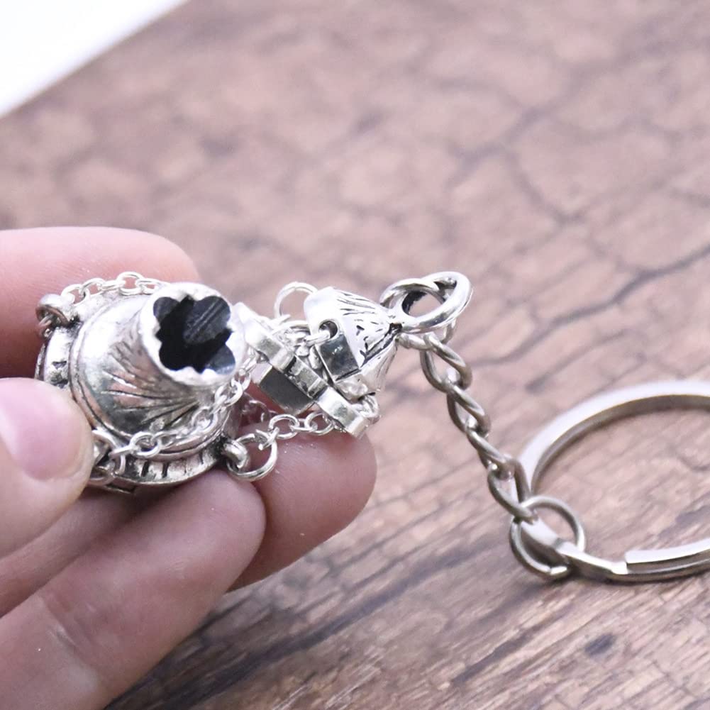 Censer Incense Burner Key Ring Accessory, Silver Tone Christian Faith Keychain Religious Gift Zinc Alloy Censer Key Ring for Bag Keychain Keyring Decoration, 4.52 Inches