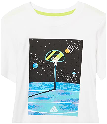 adidas Boys' Big Short Sleeve Game On Novelty T-Shirt, White, Small (8)