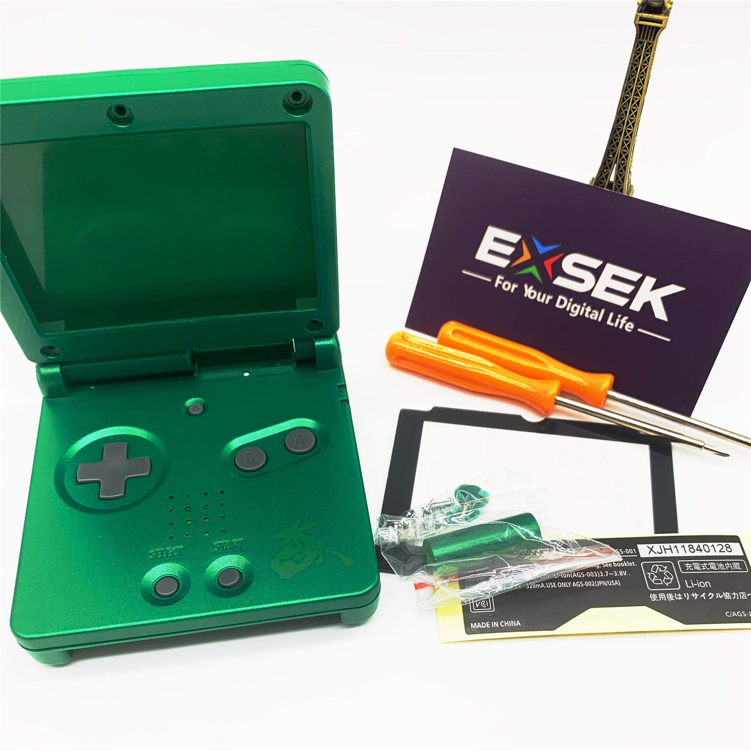 EXSEK Full Parts Replacement Housing Shell Pack for Gameboy Advance GBA SP Emerald (SP Ray)