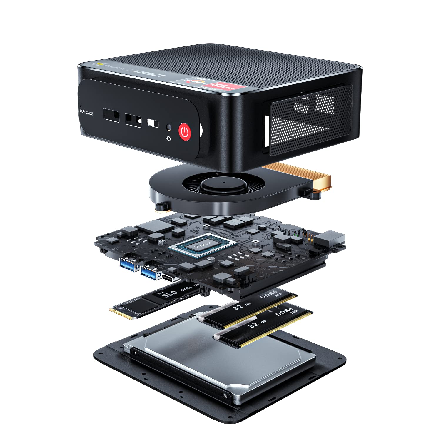 Beelink SER3 Mini PC Win 10 Pro, Mini Computer AMD Ryzen 7 3750H(Up to 4GHz) 8GB DDR4 256GB NvMe SSD, Mini Pc Support Windows 11, 4K@60hz Triple Display Dual HDMI, Auto Power On