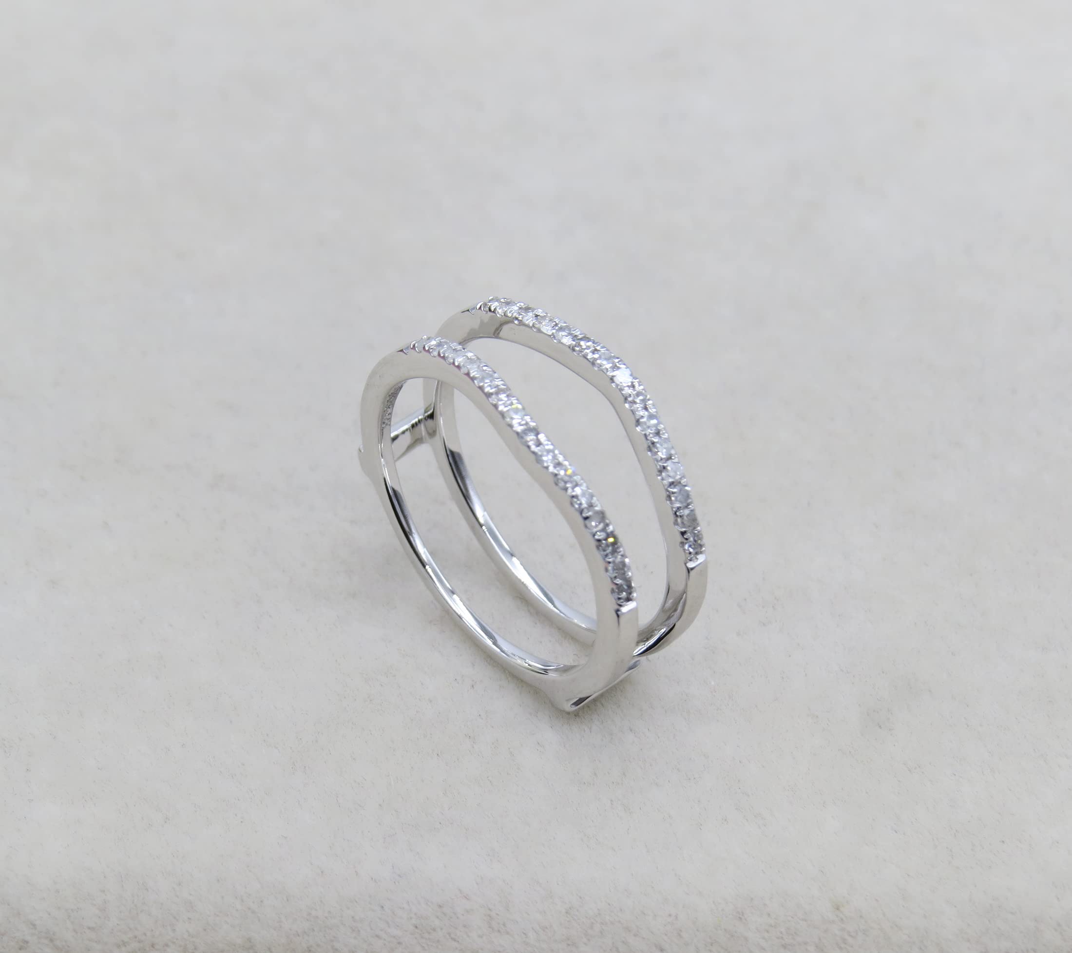Dazzlingrock Collection Round White Diamond Wedding Enhancer Ring for Women (0.18 ctw) in Solid White Gold, Size 7