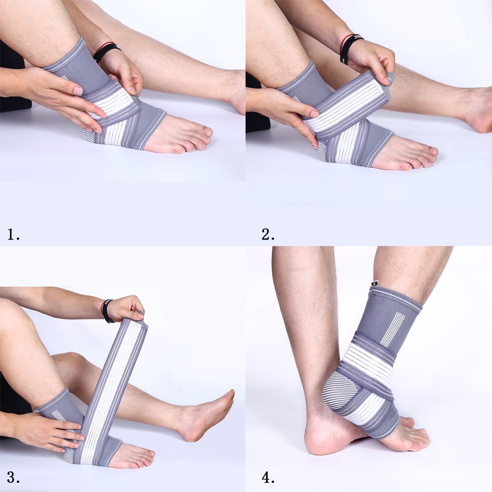 Ankle Brace - Ankle Support with Adjustable Compression Wrap for Men and Women, Running Basketball Protects Against Chronic Ankle Strain, Sprains Fatigue (M-Single(13"-15"))