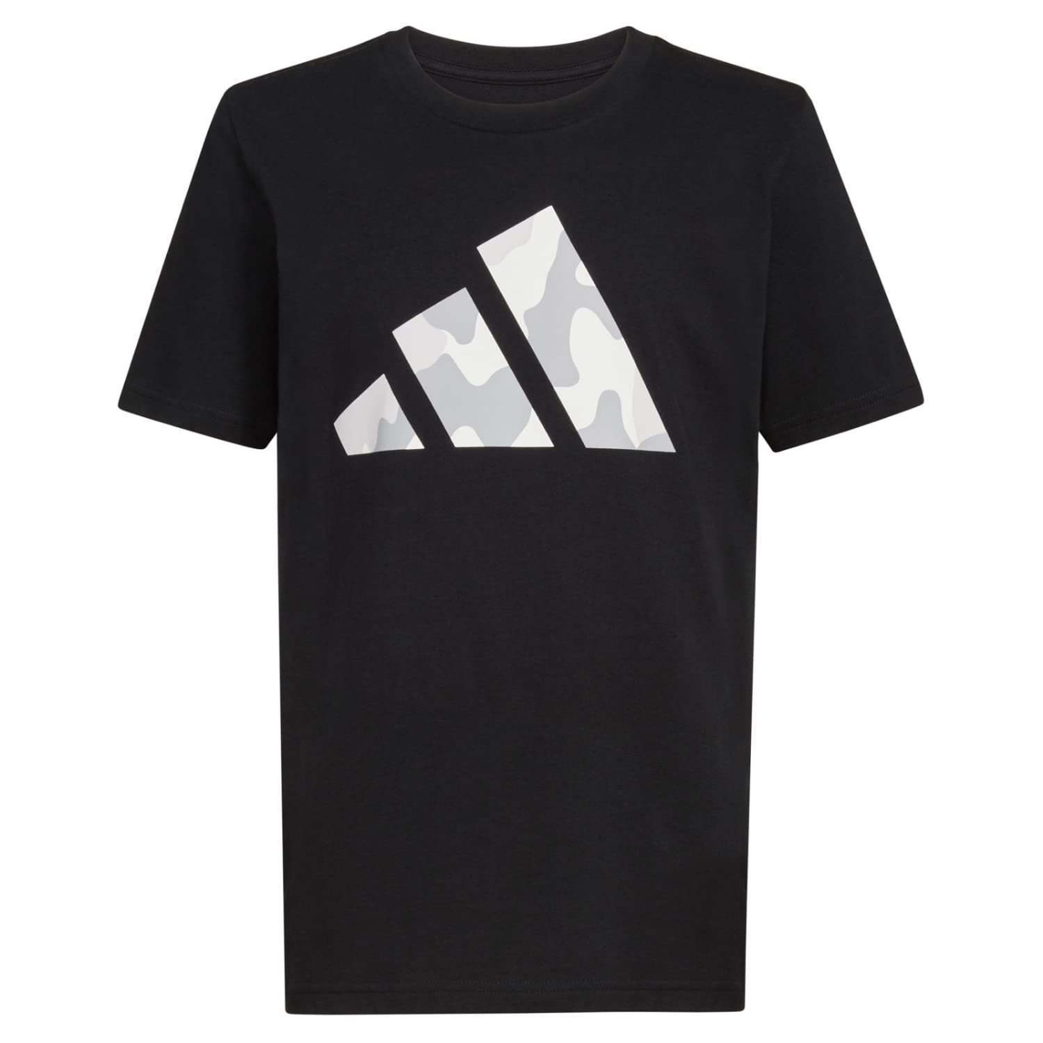 adidas Boys' Big Short Sleeve Cotton BoS Ghost Logo T-Shirt, Alumina, S(8)