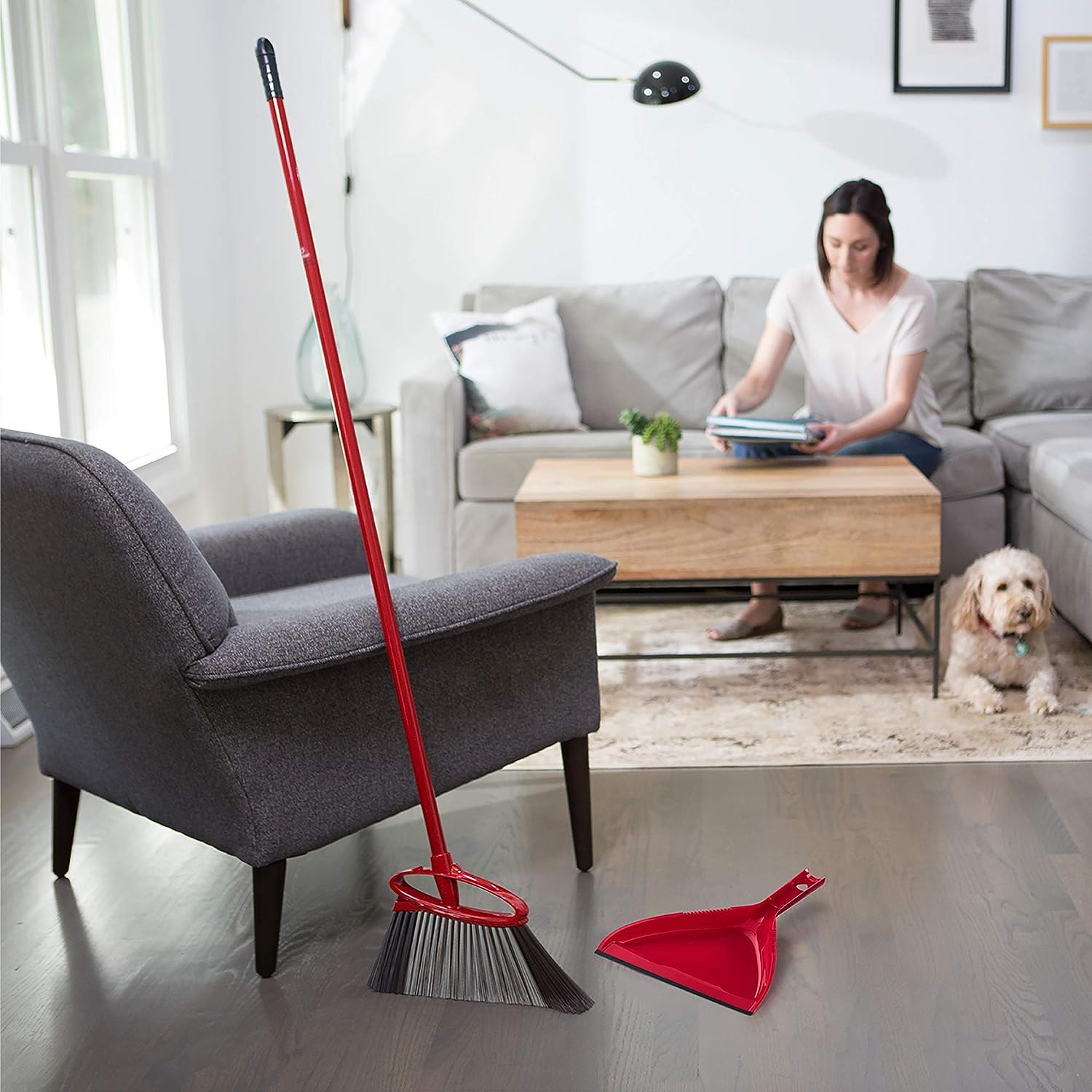 O-Cedar Power Corner Angle Broom with Dust Pan (Pack of 3)