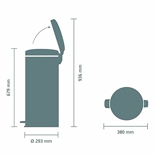 Brabantia newIcon Pedal Bin with Plastic Insert, Dustbin, Step Trash Can, Mineral Infinite Grey, 30 L, 114663