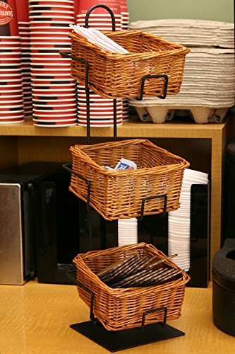 Mobile Merchandisers CR0620-3B-MB 3-Tier 3 Square Willow Basket Counter Display Rack,Brown