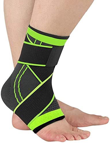 Ankle Brace Protector Sleeves Adjustable,Alleviate Achilles Tendon Pain, Sprain, Sports Injury Healing Stabilizer (Green)